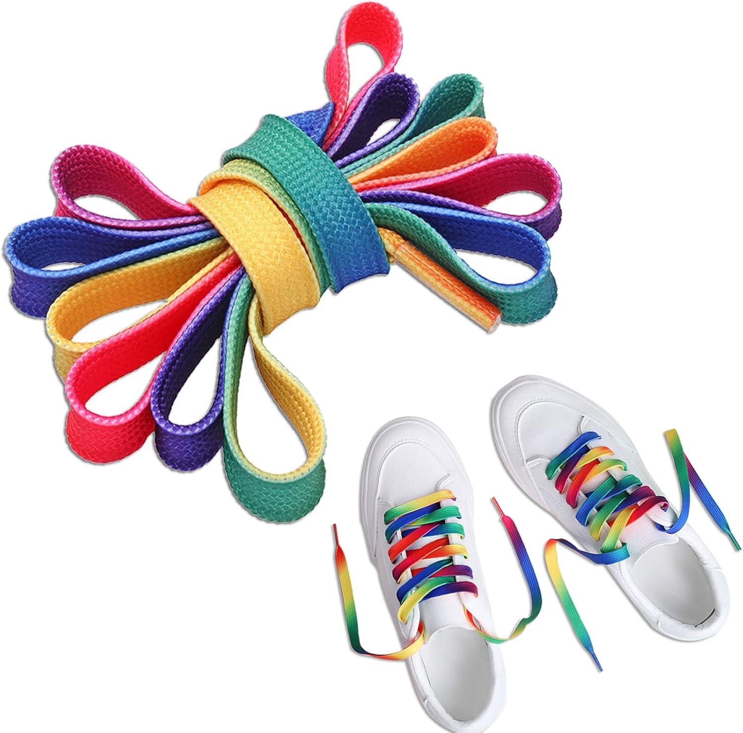 jeufun 4PCS Rainbow Laces - Rainbow Pride Shoe Gradient Neon Coloured ...