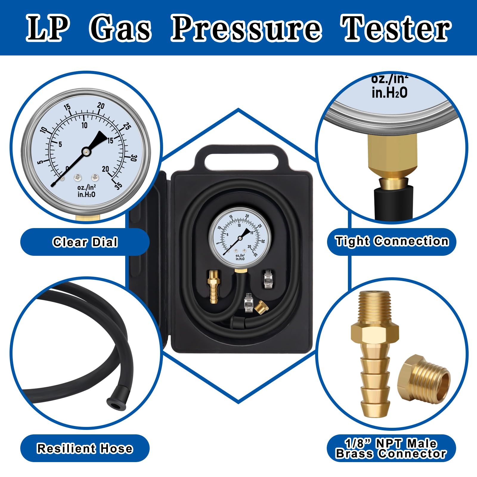Snapklik.com : FANOVO Manometer Gas Pressure Tester 0-35 WC Natural Or ...