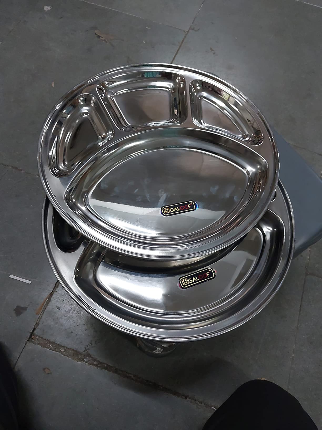 Buy GALOOF Stainless Steel 4 in 1 Pav Bhaji Plate Set | 4 Section Mess ...