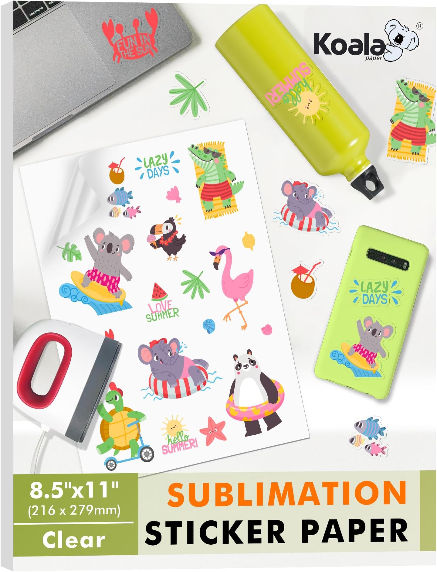 Amazon.com: Koala Sublimation Sticker Paper 100% Transparent Waterproof ...