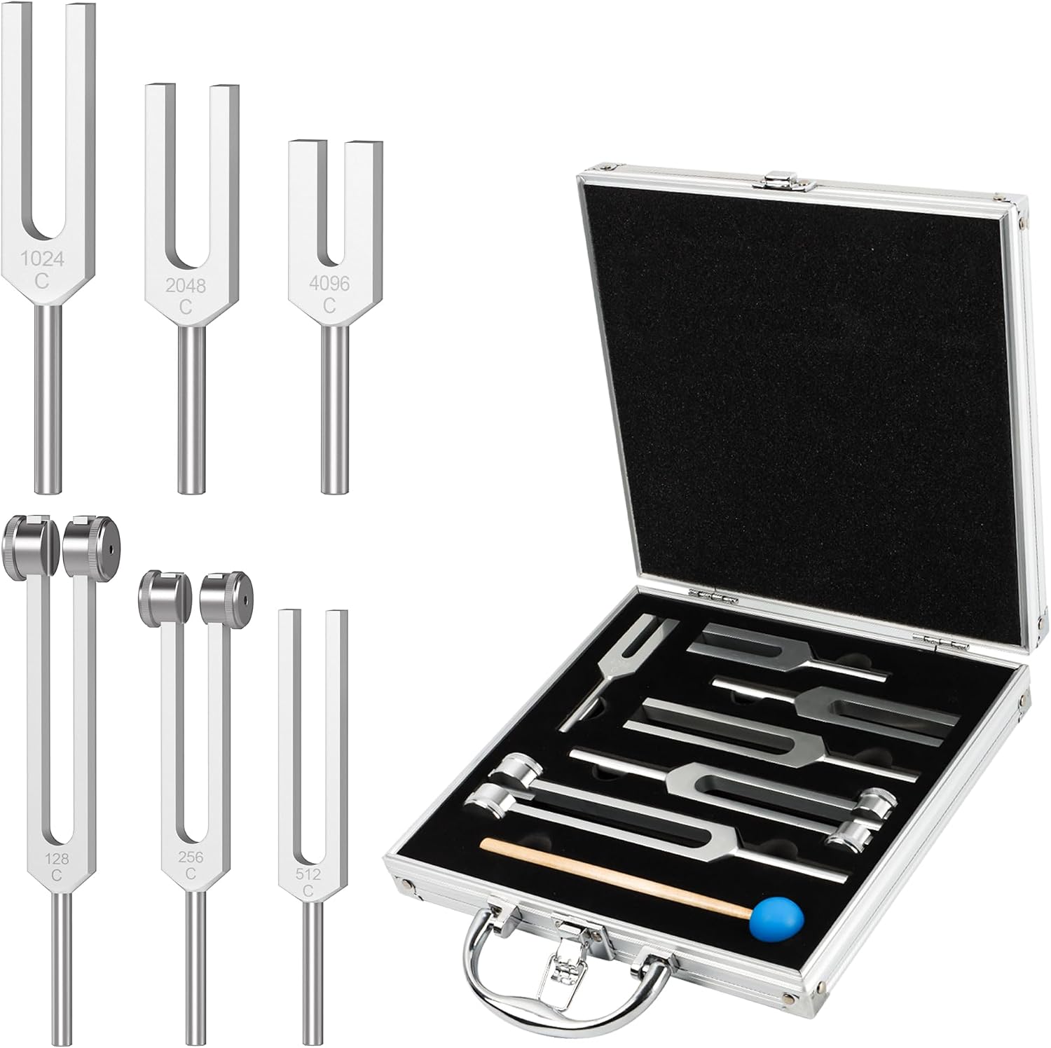 DiDiBirDi Tuning Fork Set,6 pcs (128Hz, 256Hz, 512Hz, 1024Hz, 2048Hz ...