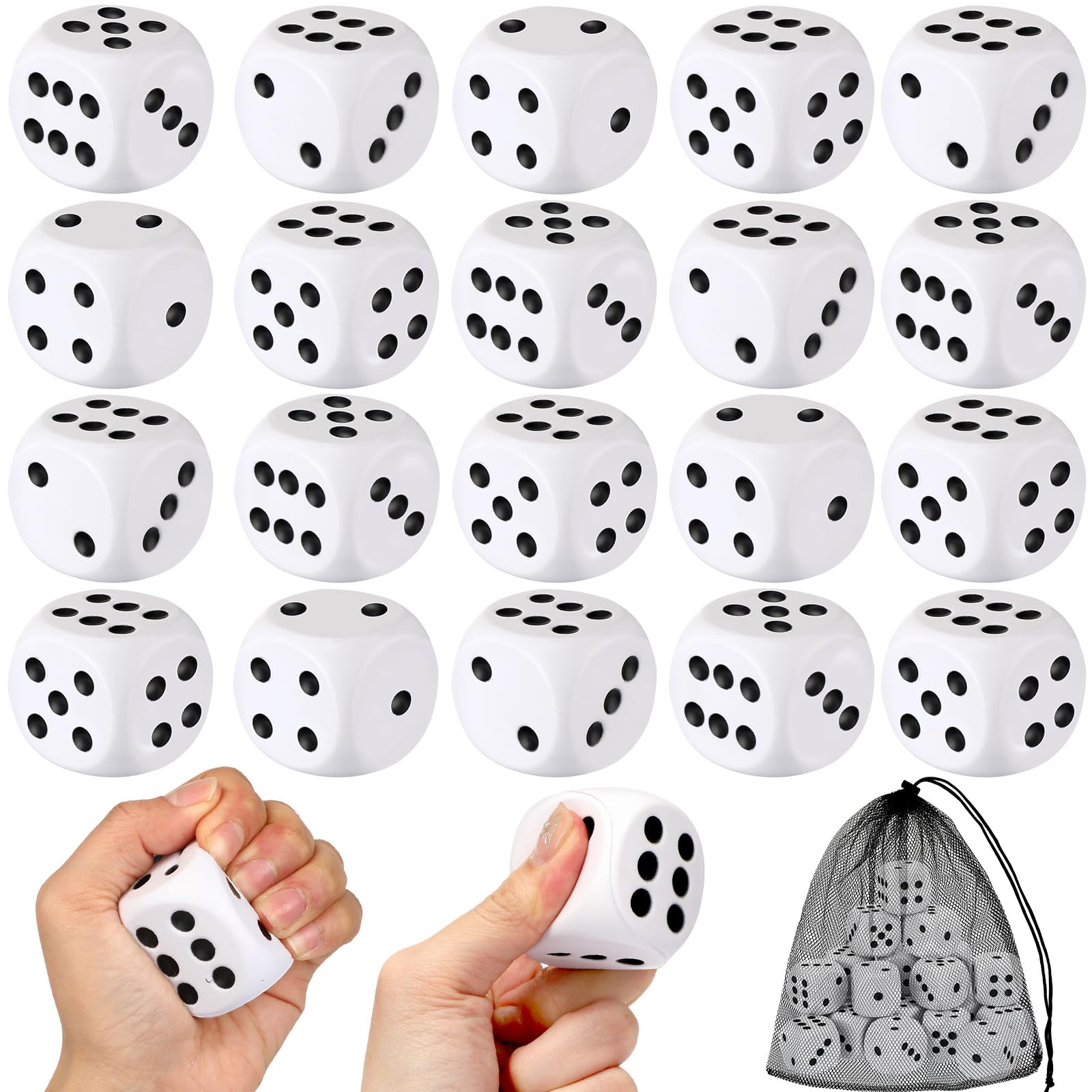 Amazon.com: RoundFunny 24 Pcs Foam Dice Stress Ball 1.57 Inch Fake Soft ...