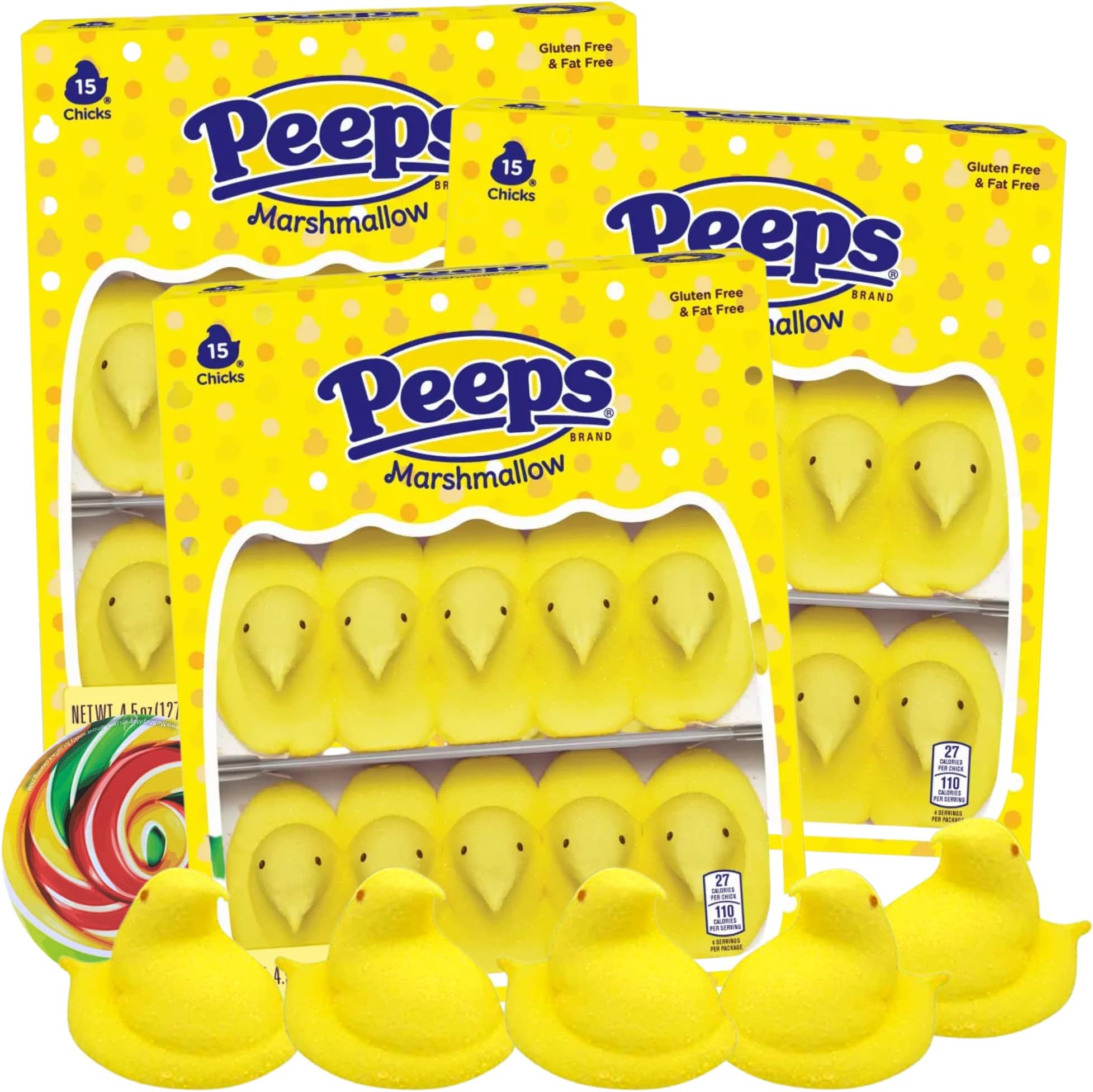 Amazon.com : Peeps Yellow Bunny Marshmallow Easter Basket Fillers, Pack ...