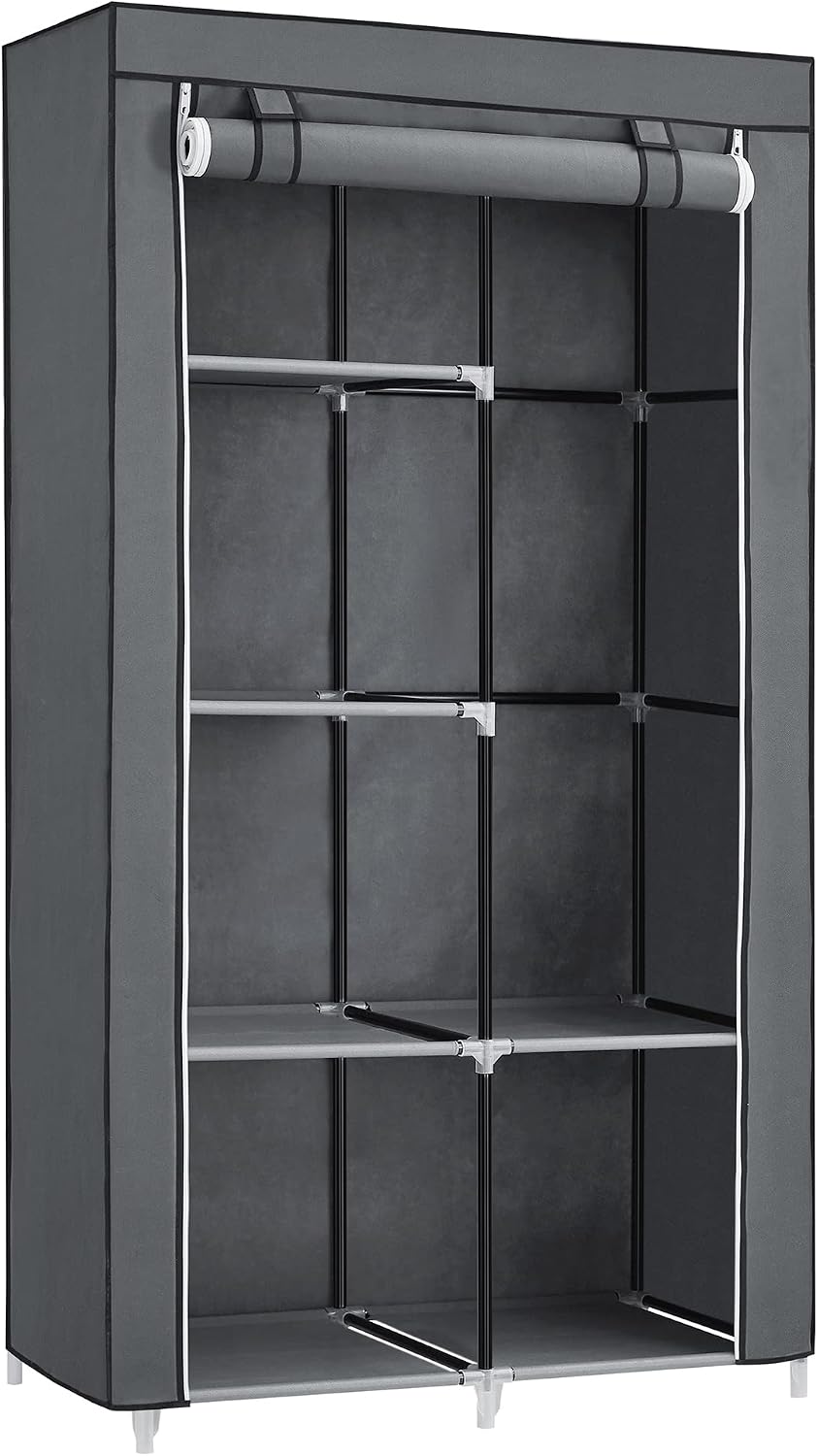 SONGMICS Fabric Wardrobe, Clothes Storage Organiser with 2 Hanging ...