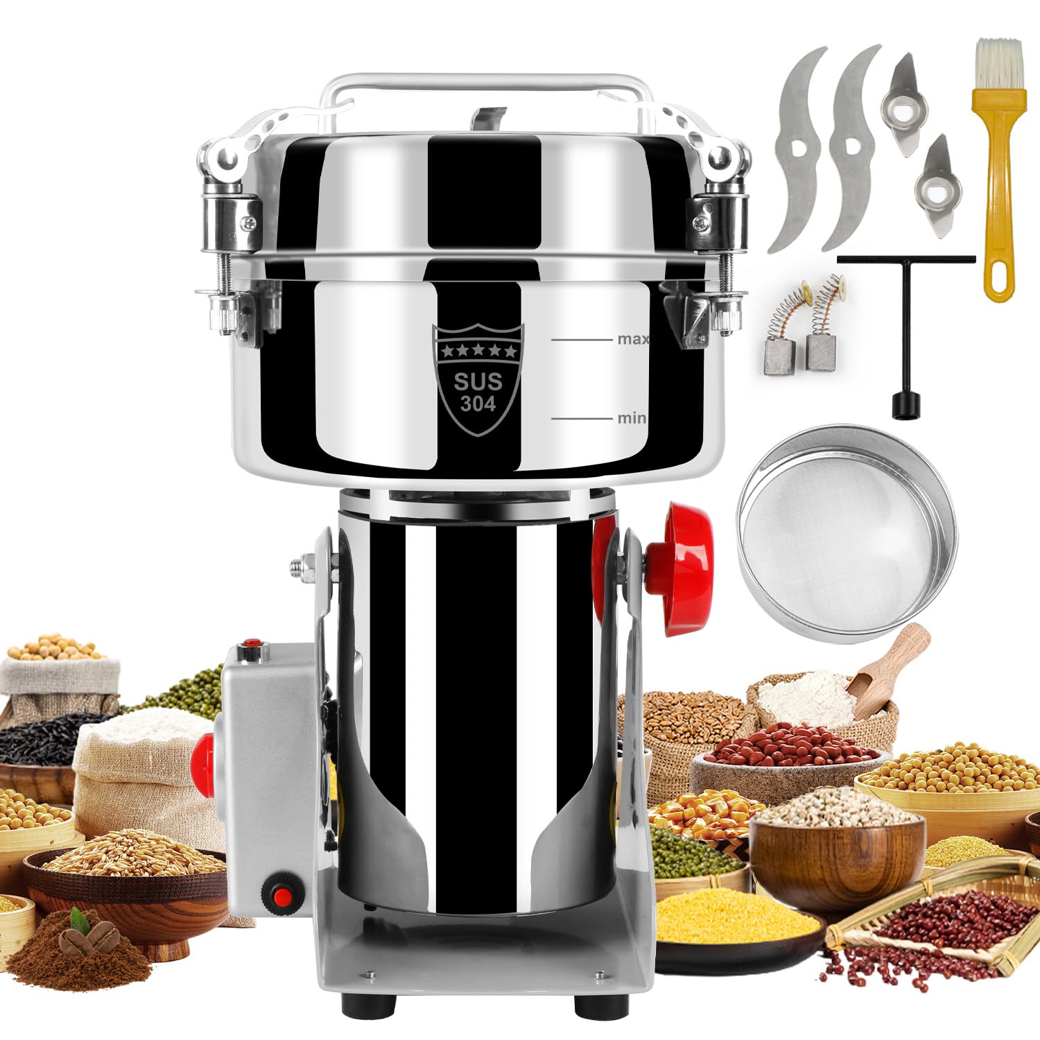 Amazon.com: Grain Mill Grinder Electric Flour, 2000g Corn Fine Powder Rice Grinder Wheat Mill ...