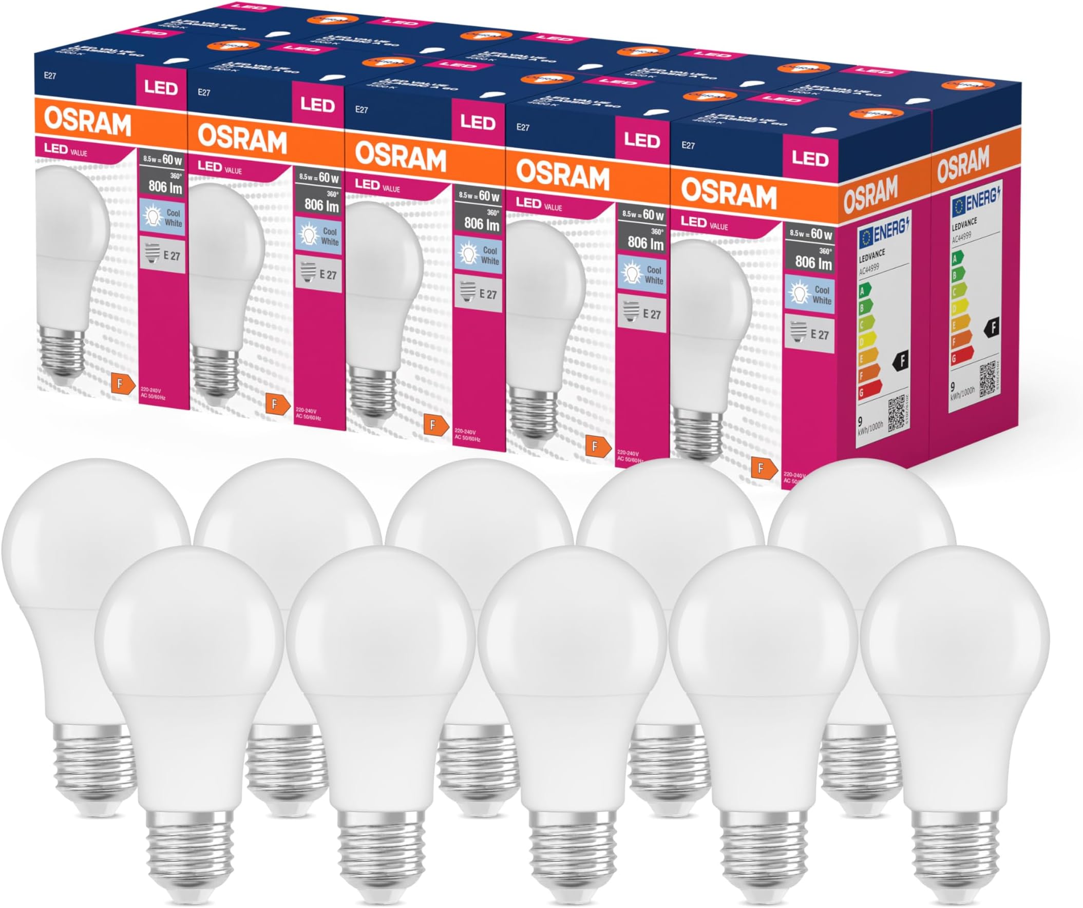 OSRAM LED Star Value Classic A60 LED Lampe für E27 Sockel, Birnenform ...
