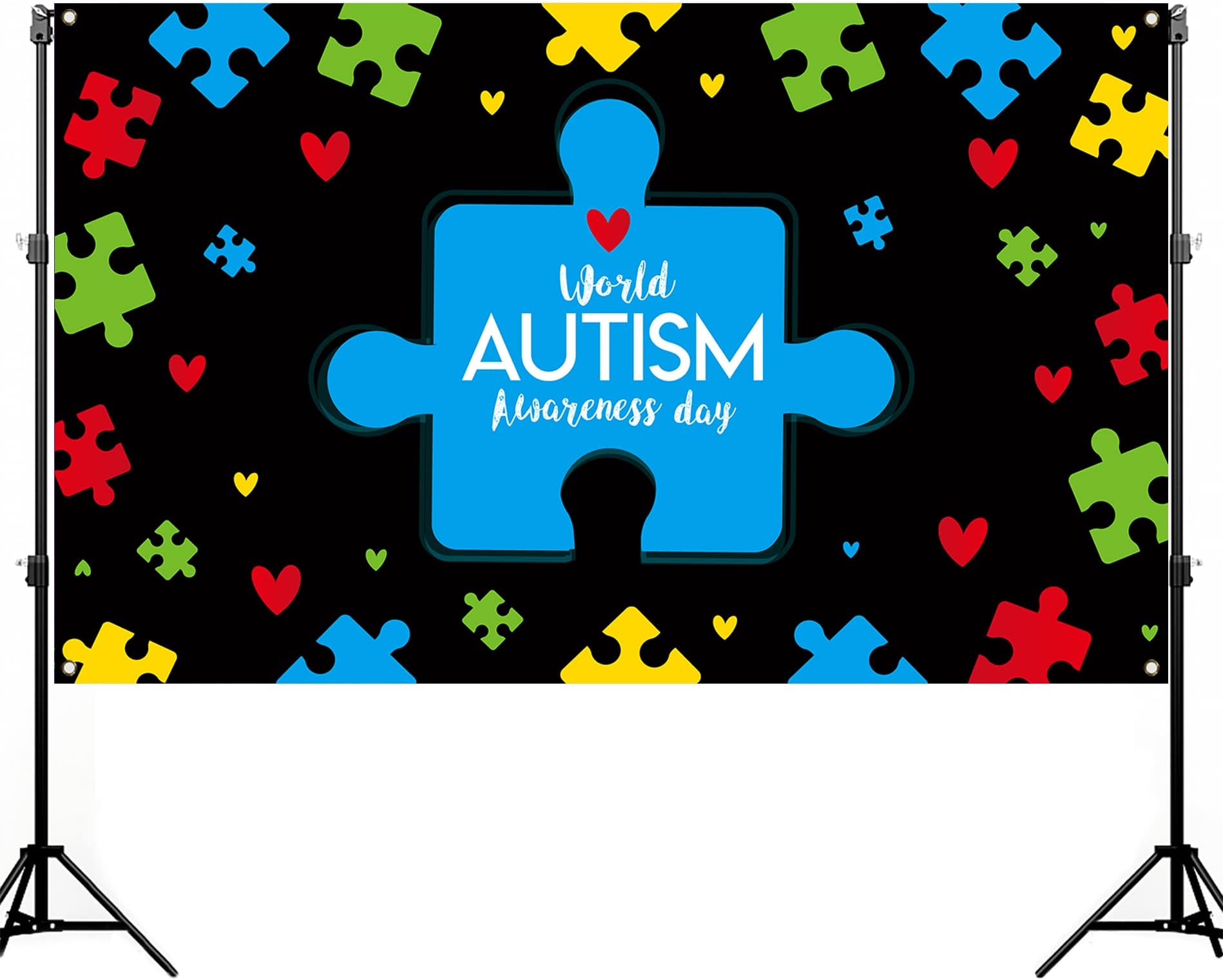 Amazon.com: Avezano Autism Awareness Backdrop Banner April Puzzle Piece ...