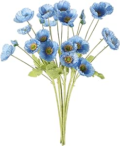 Amazon.com: Botius 6PCS Artificial Poppy Flowers with Flocking Long ...