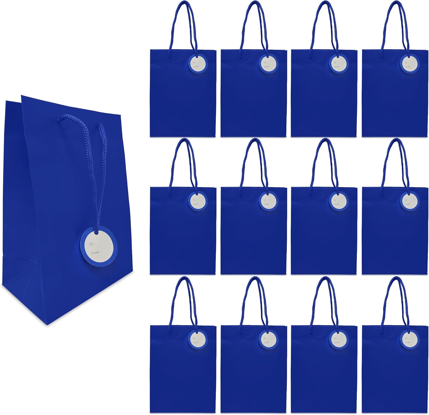 Amazon.com: Royal Blue Gift Bags – 12-Pack Paper Bags with Handles and ...