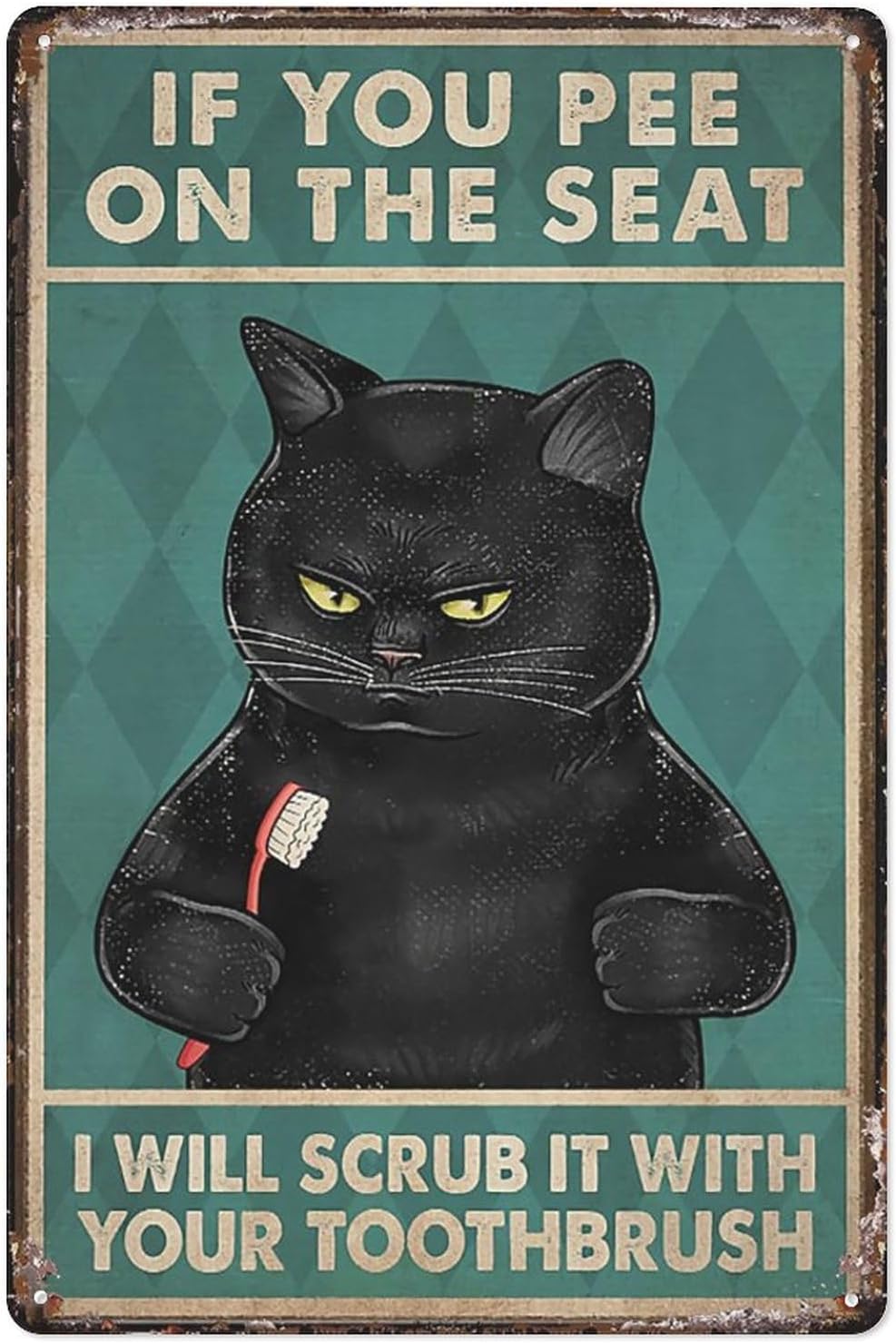 Amazon.com: Metal Tin Sign Wall Decor Funny Black Cat If You Pee On The ...