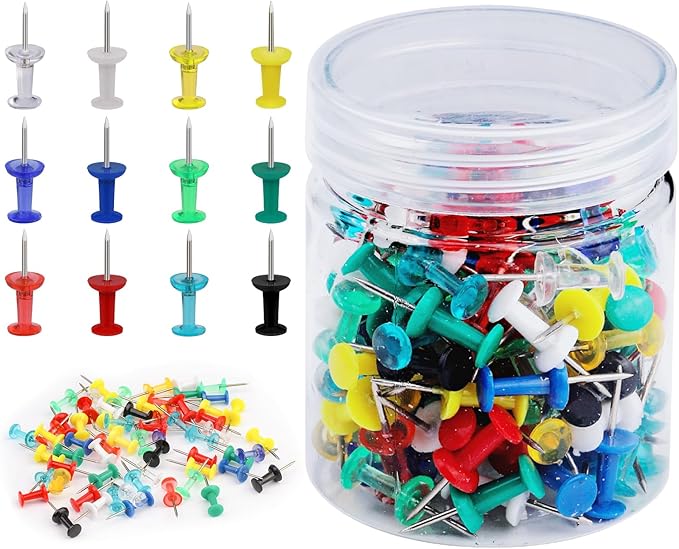 120Pcs Colorful Push Pins Tacks, Thumb Tacks, Assorted Colors Thumb ...