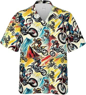 Amazon.com: Dirtbike Hawaiian Shirt, Motocross Hawaiian Shirts Men ...