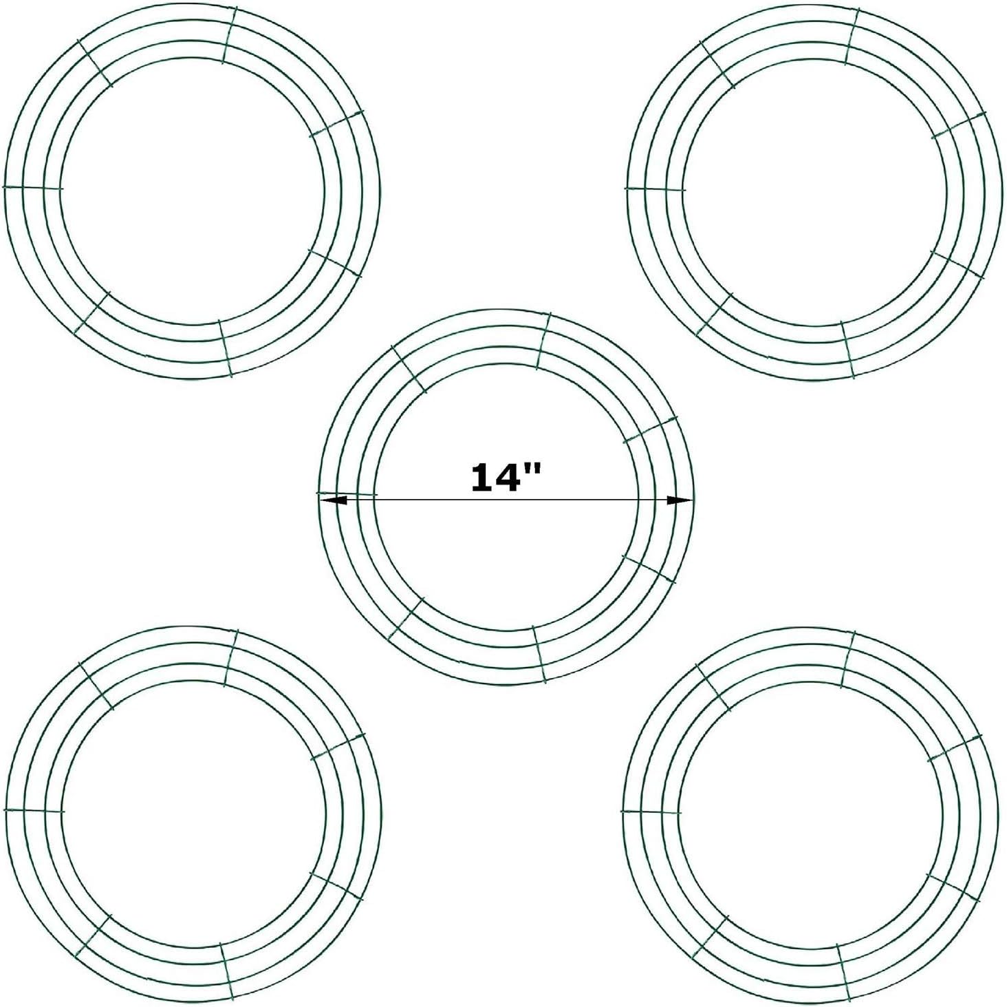 Amazon.com: MTB 14 inch Round Wire Wreath Frames Green, Pack of 5 ...