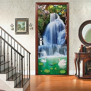 Amazon.com: A.Monamour 3D Door Stickers for Interior Doors Waterfall ...