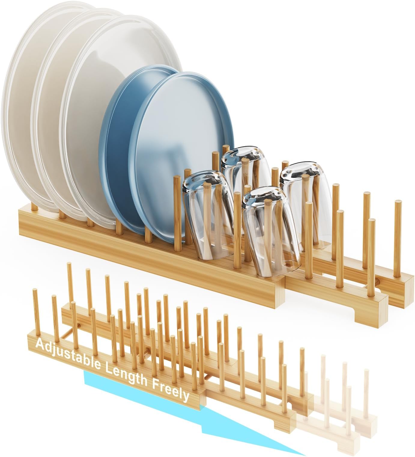 Amazon.com - Z ZICOME 8-Slots Bamboo Wooden Dish Rack Storage ...