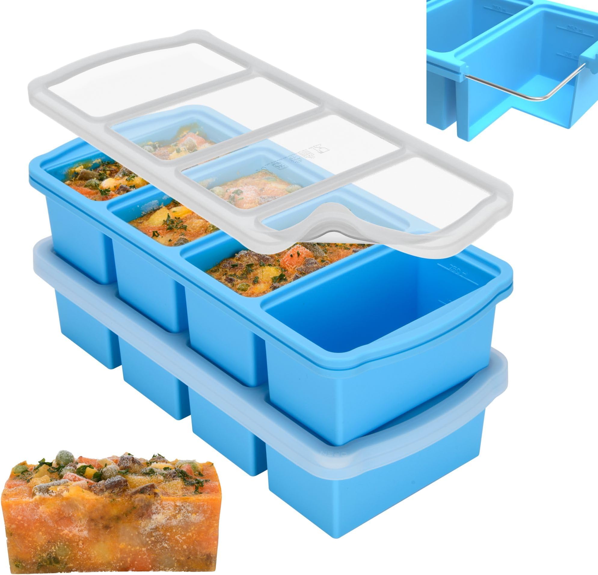 Amazon.com: XOMOO Silicone Freezer Tray With Lid-Soup Freezer Container ...