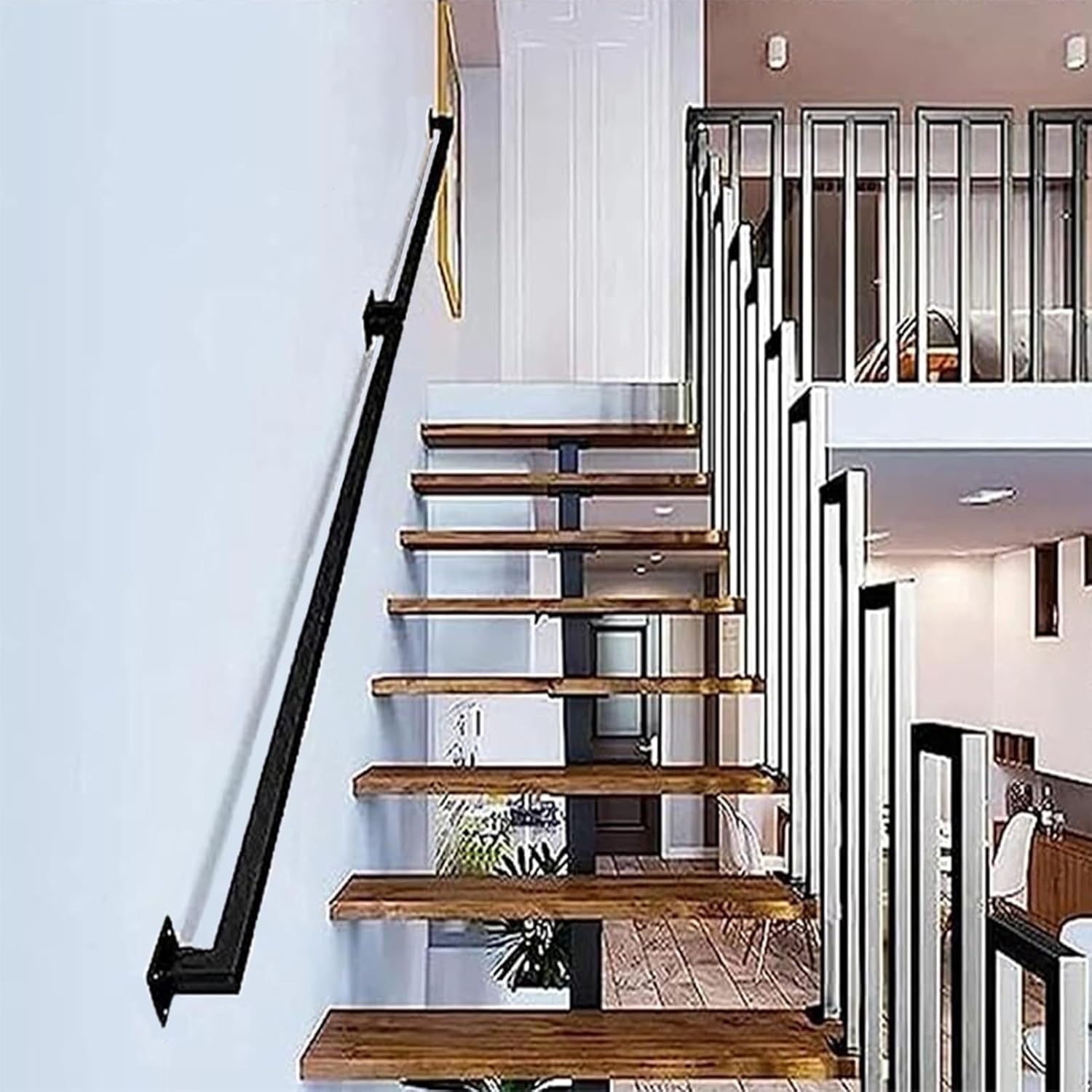 Hand Railings For Stairs Indoor,1FT-20FT Black Iron Hand Railing ...