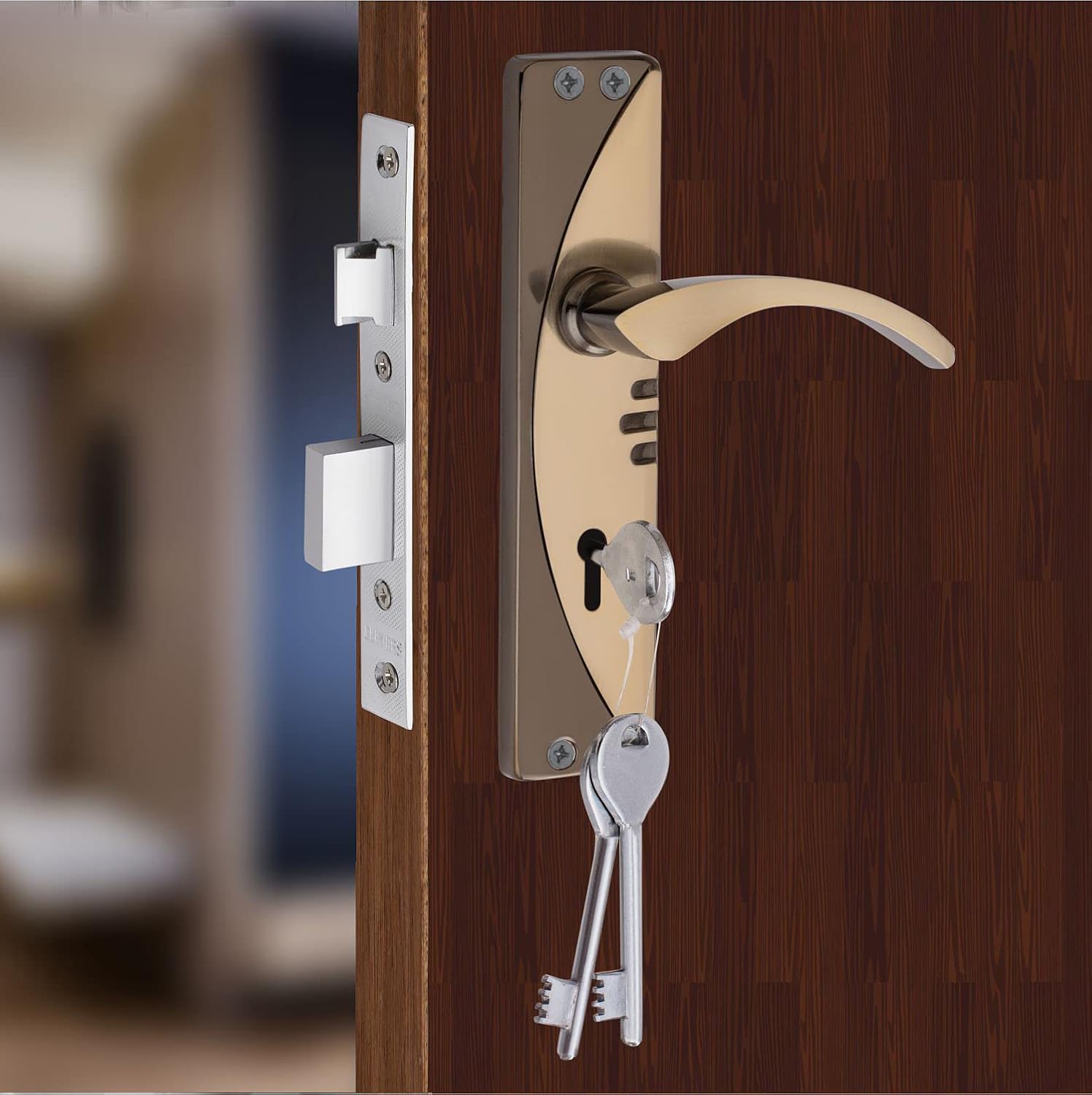 New Sparkle 7 inches Mortice Door Handle Lock Set 007 KY Black Gold ...