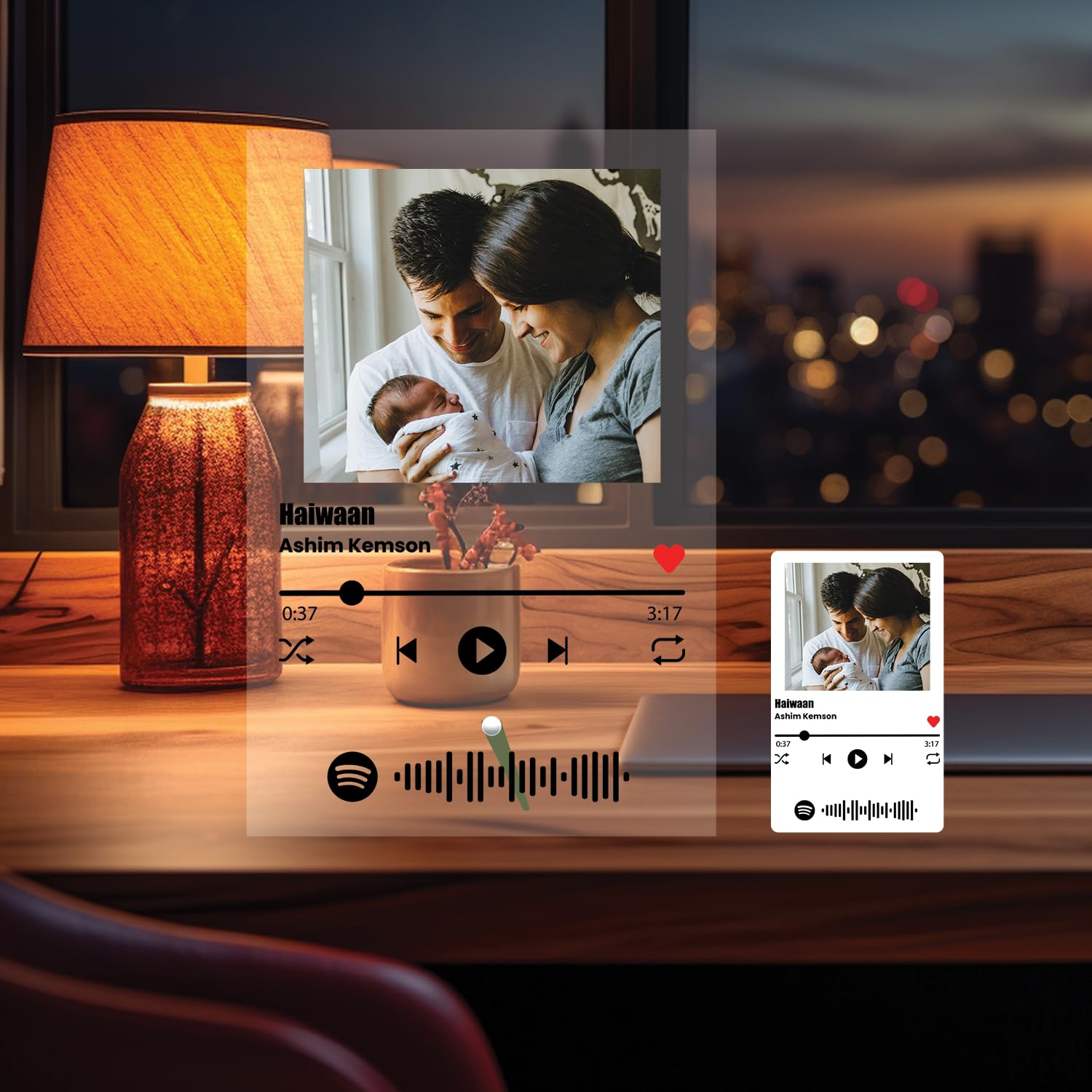 Customizable Spotify plaque with slim removal stand & Spotify card ...