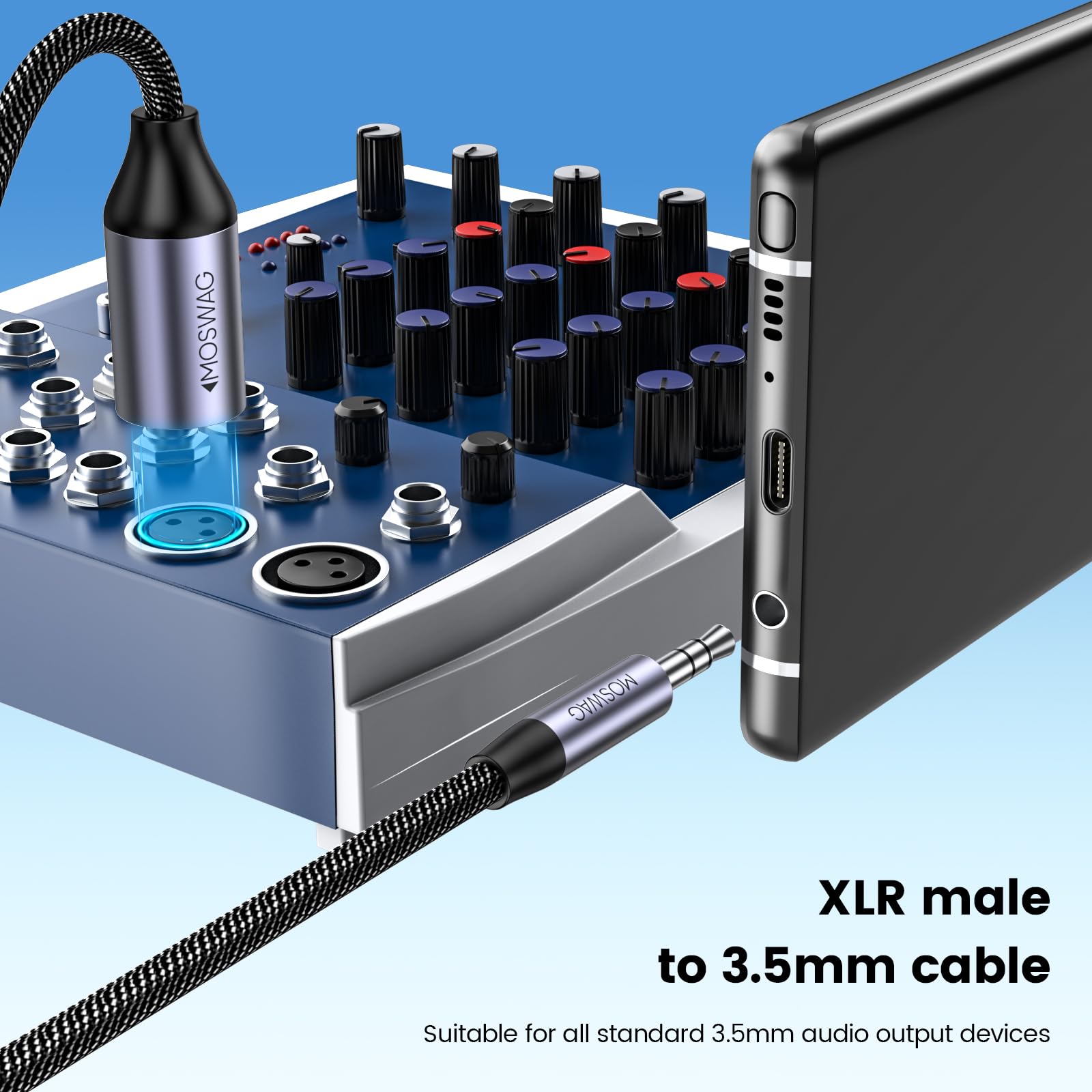 MOSWAG 3.5mm to XLR Cable, XLR to 3.5mm Micphone Cable, 1/8 inch Mini ...