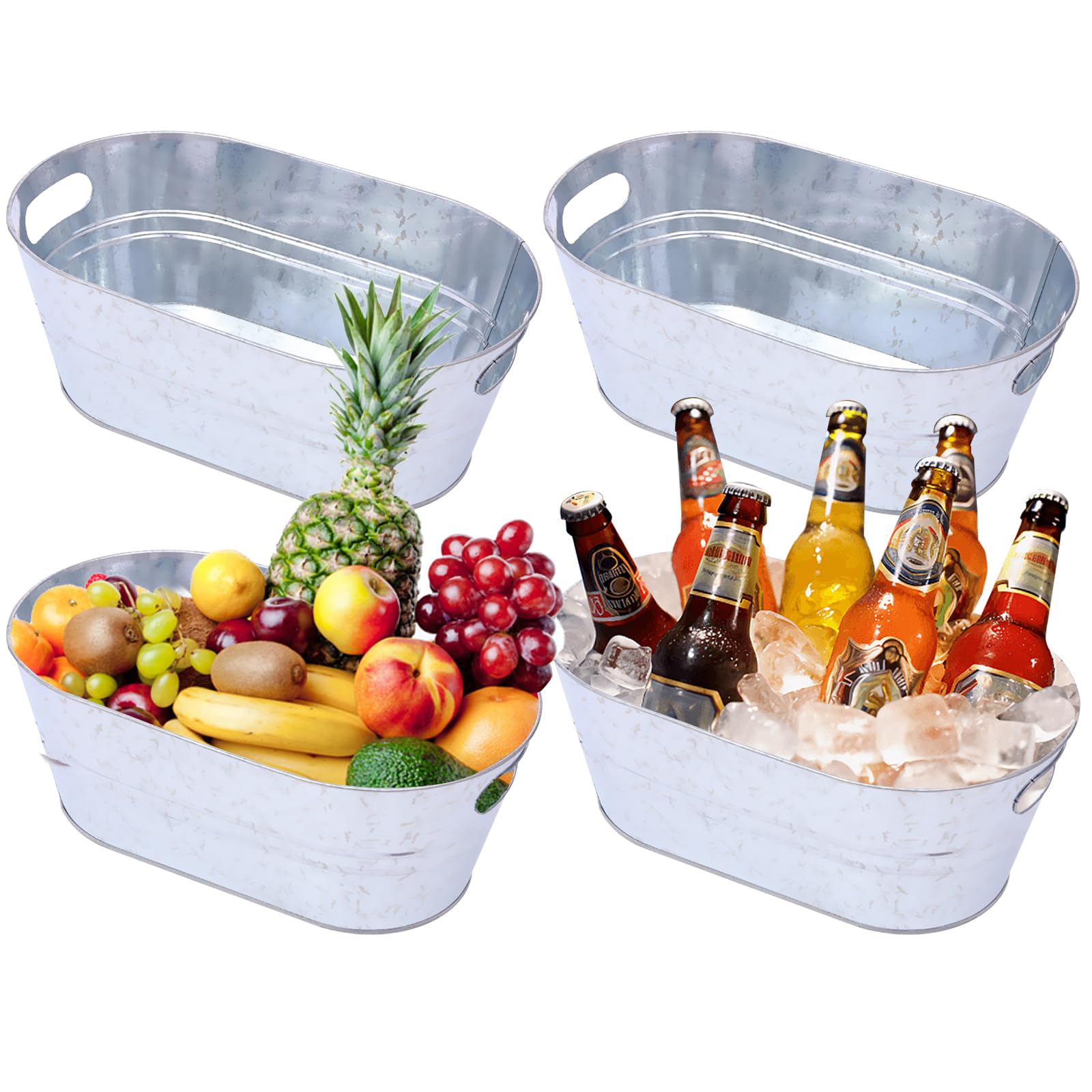 Hyuetrsa 4 cubos de hielo de 4 galones, grandes cubos de metal para ...