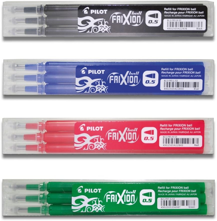 PILOT Lot de 4 sets de recharges Frixion Ball Clicker Noir, Bleu, Rouge ...