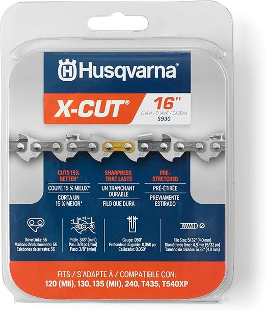 Amazon.com : Husqvarna X-Cut S93G 16 Inch Chainsaw Chain, 3/8" Mini ...