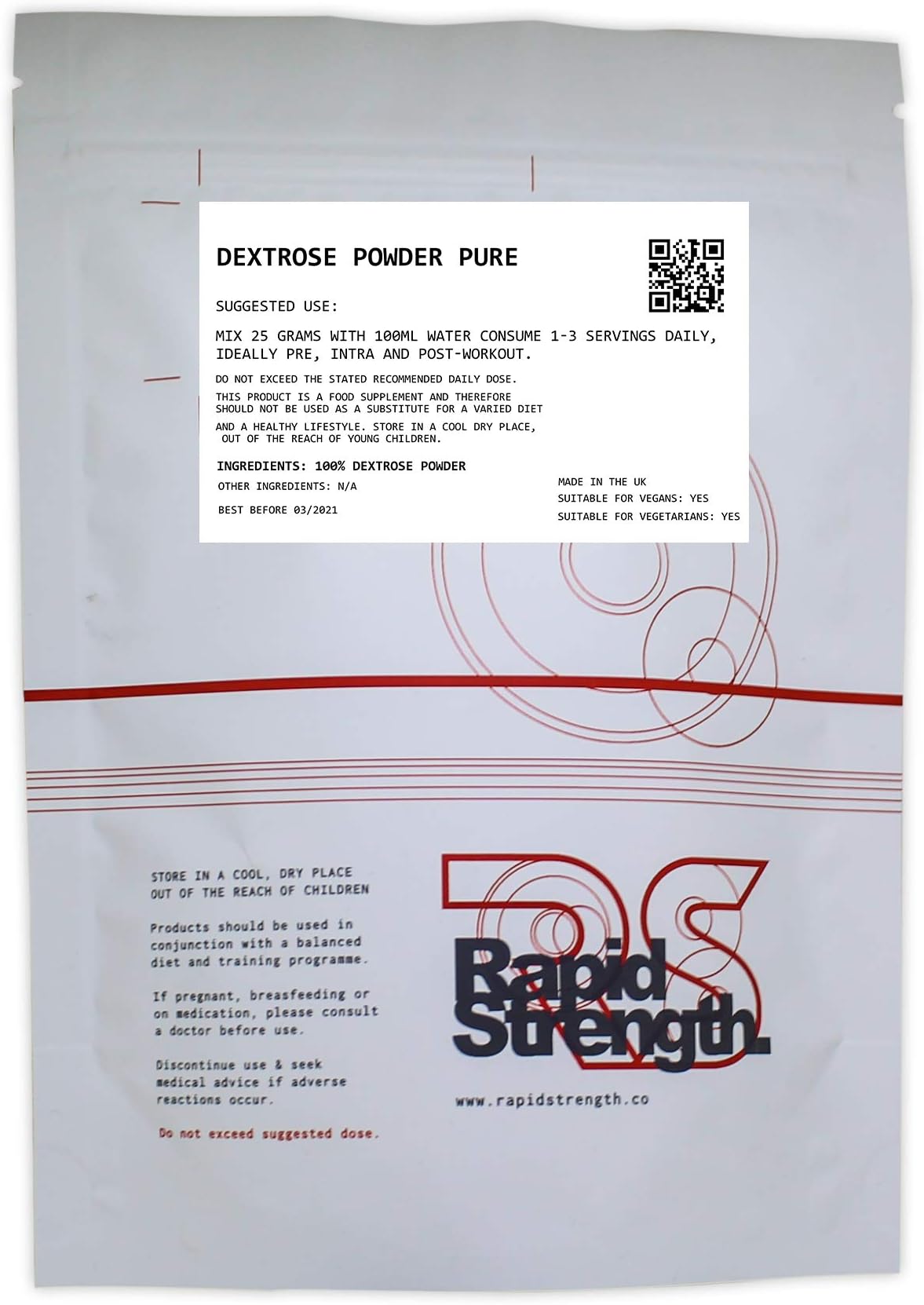 Amazon.com: Rapid Strength Pure 100% Dextrose Powder 100g, Non-GMO ...