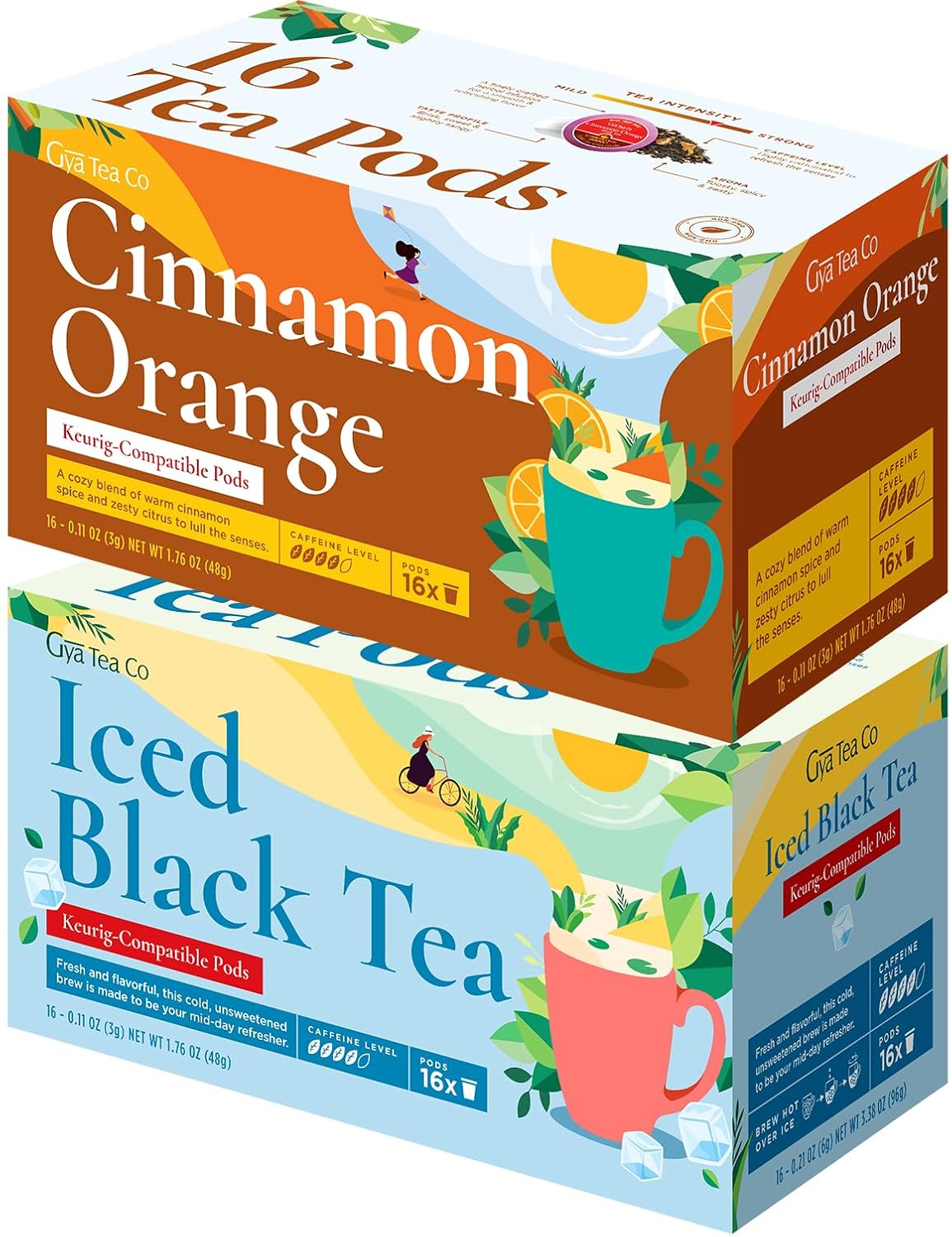 Amazon.com : Gya Tea Co Cinnamon Orange Black K Cups Tea Pods Variety ...