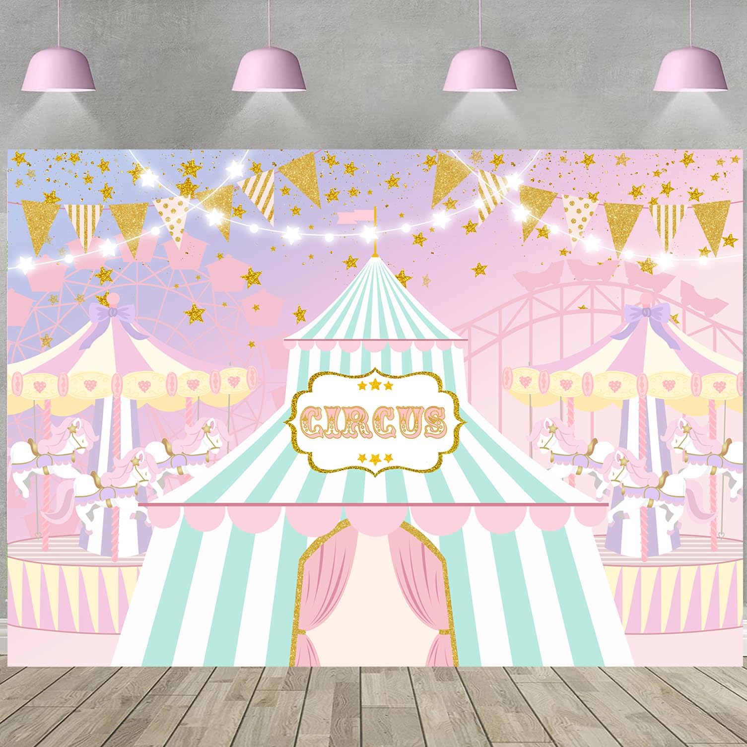 Amazon.com : InMemory Pink Circus Tent Backdrop Carnival Carousel ...