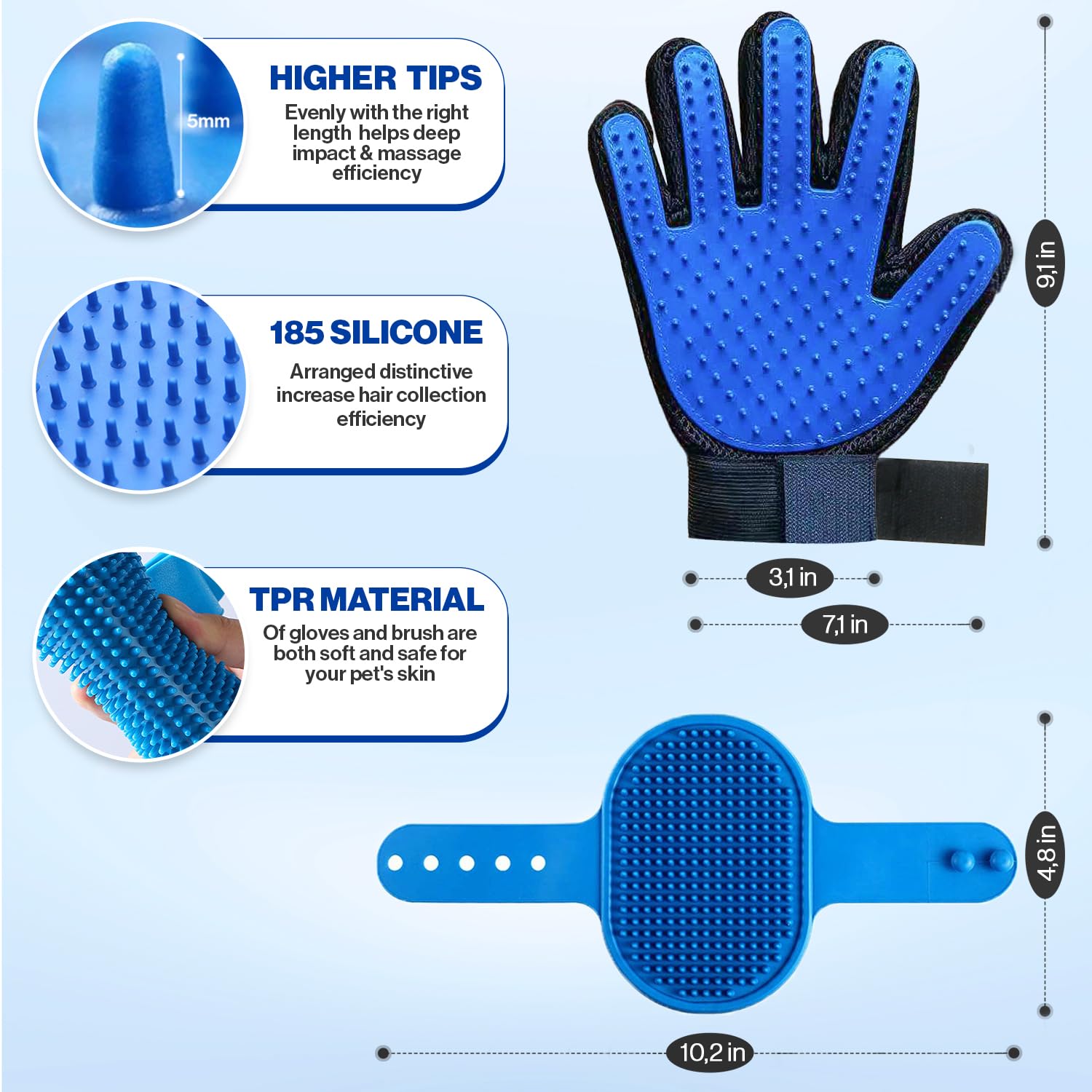 Dog Bath Dog Washing Gloves, Extended Anti-scratch Massage Gloves, Pet ...