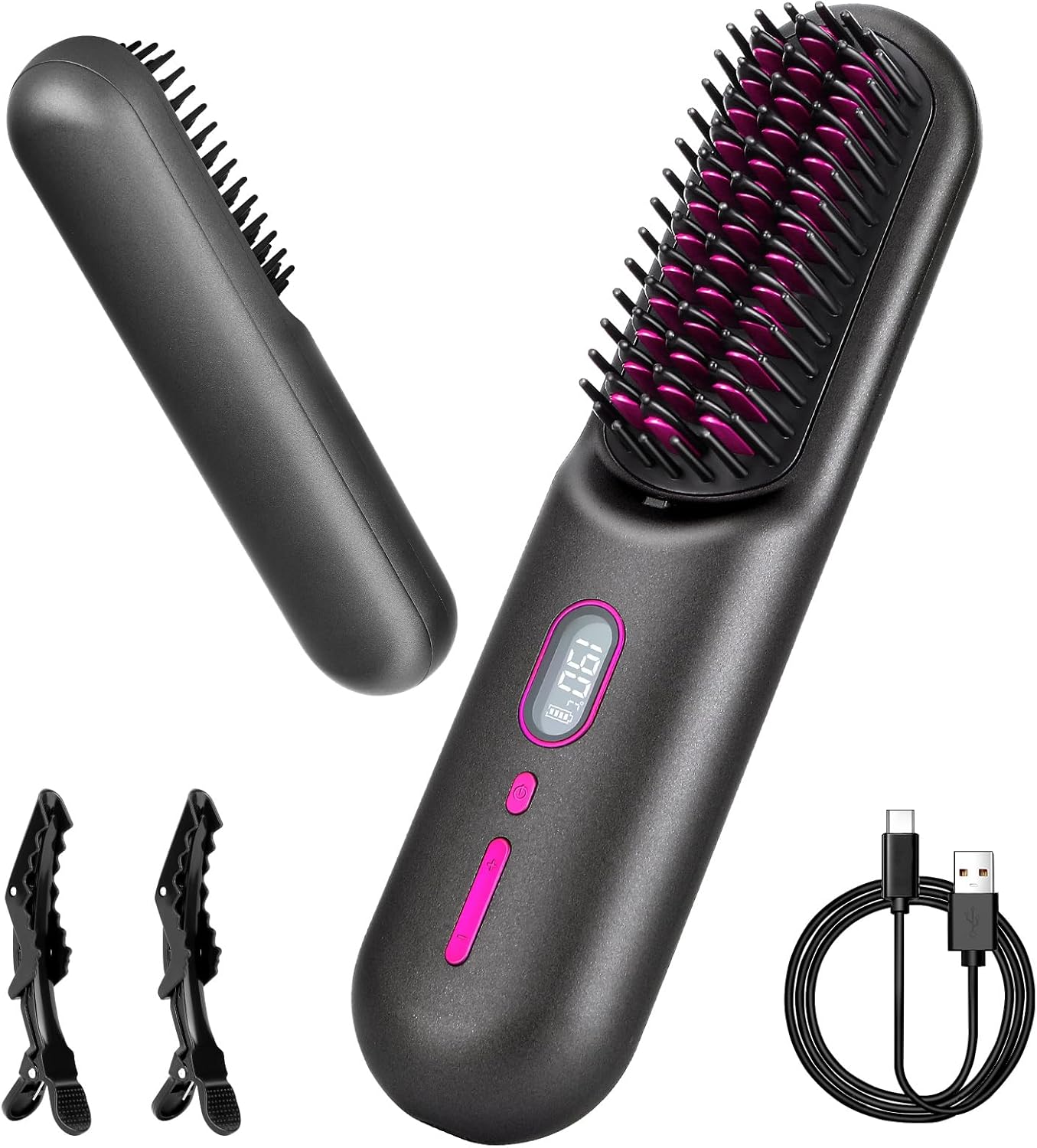 Cordless Hair Straighteners and Curler, Portable Wireless Negative Ion ...
