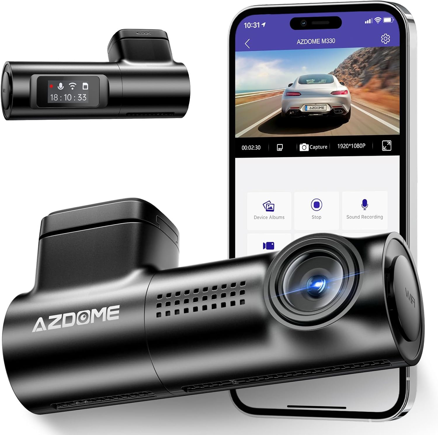Amazon.com: AZDOME WiFi 1080P Mini Dash Cam for Car, Voice Control Car ...