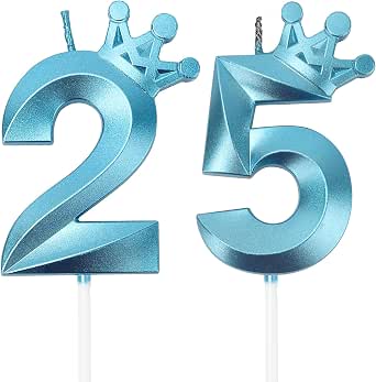 Amazon.com: Blue Number 25 Candles for 25th Birthday - Happy Birthday ...