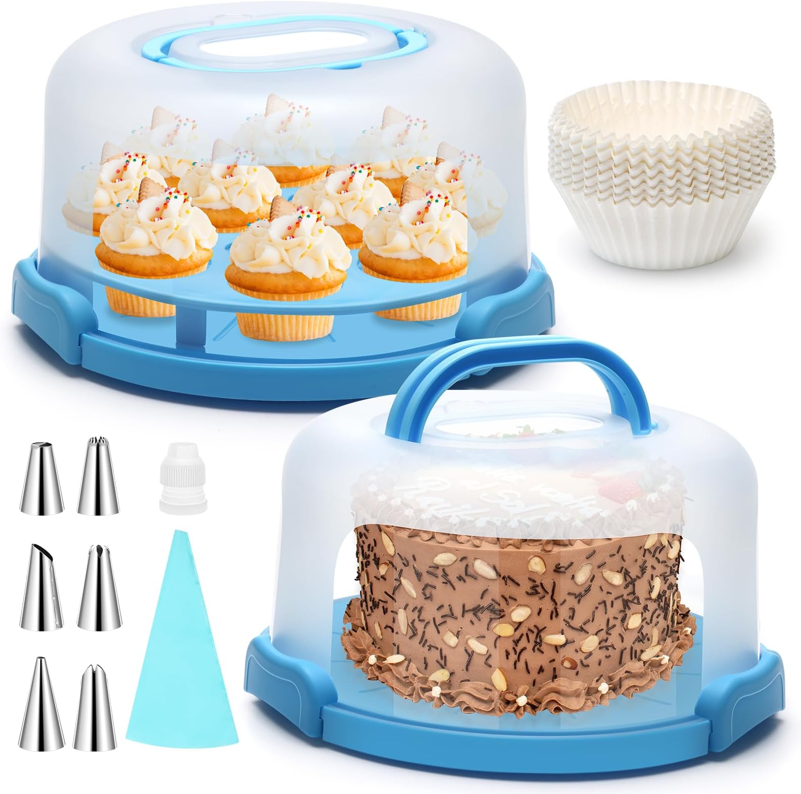 Amazon.com: Coolrunner 2 Pack Cake Carrier with Lid and Handle 11inch ...
