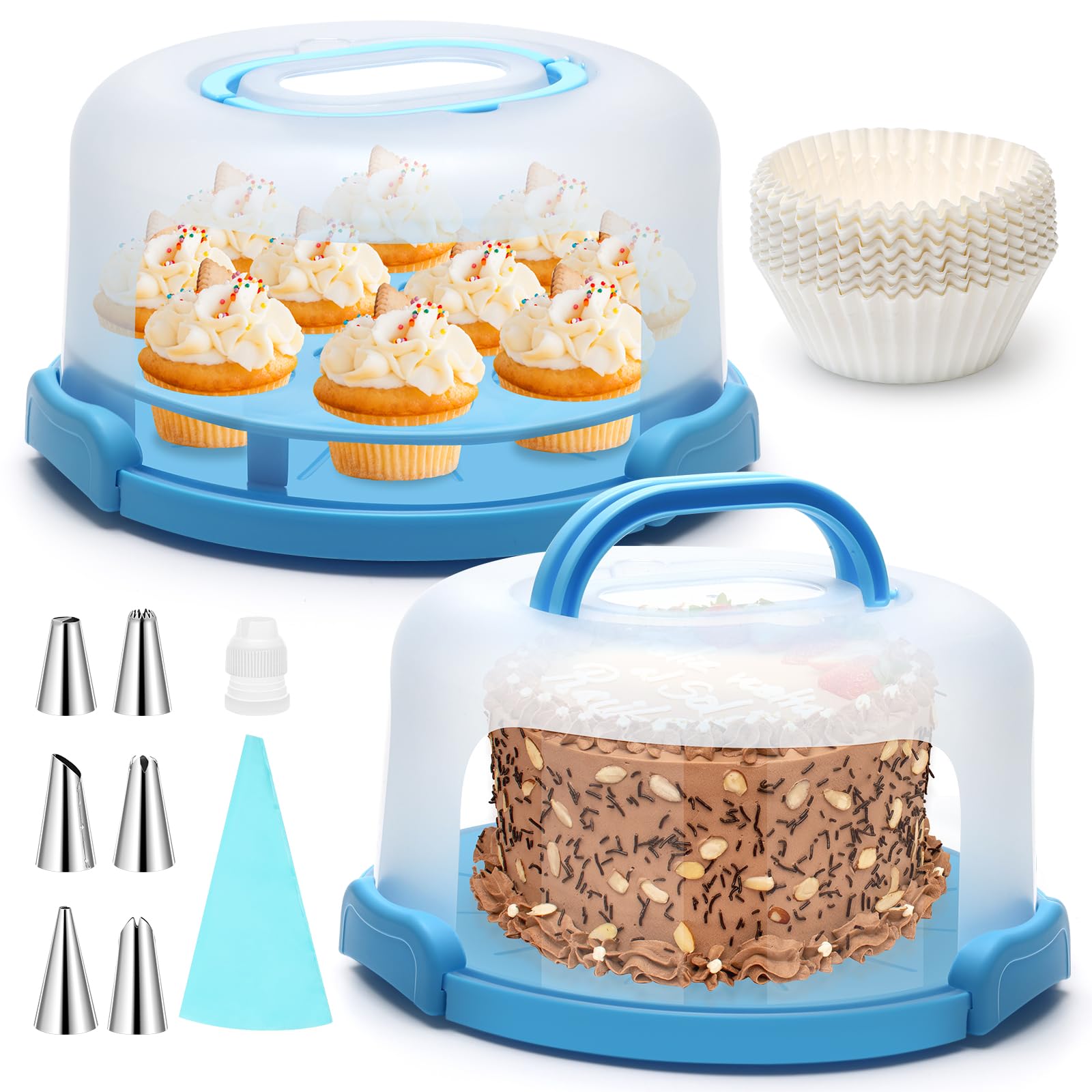 Amazon.com: Coolrunner 2 Pack Cake Carrier with Lid and Handle 11inch ...