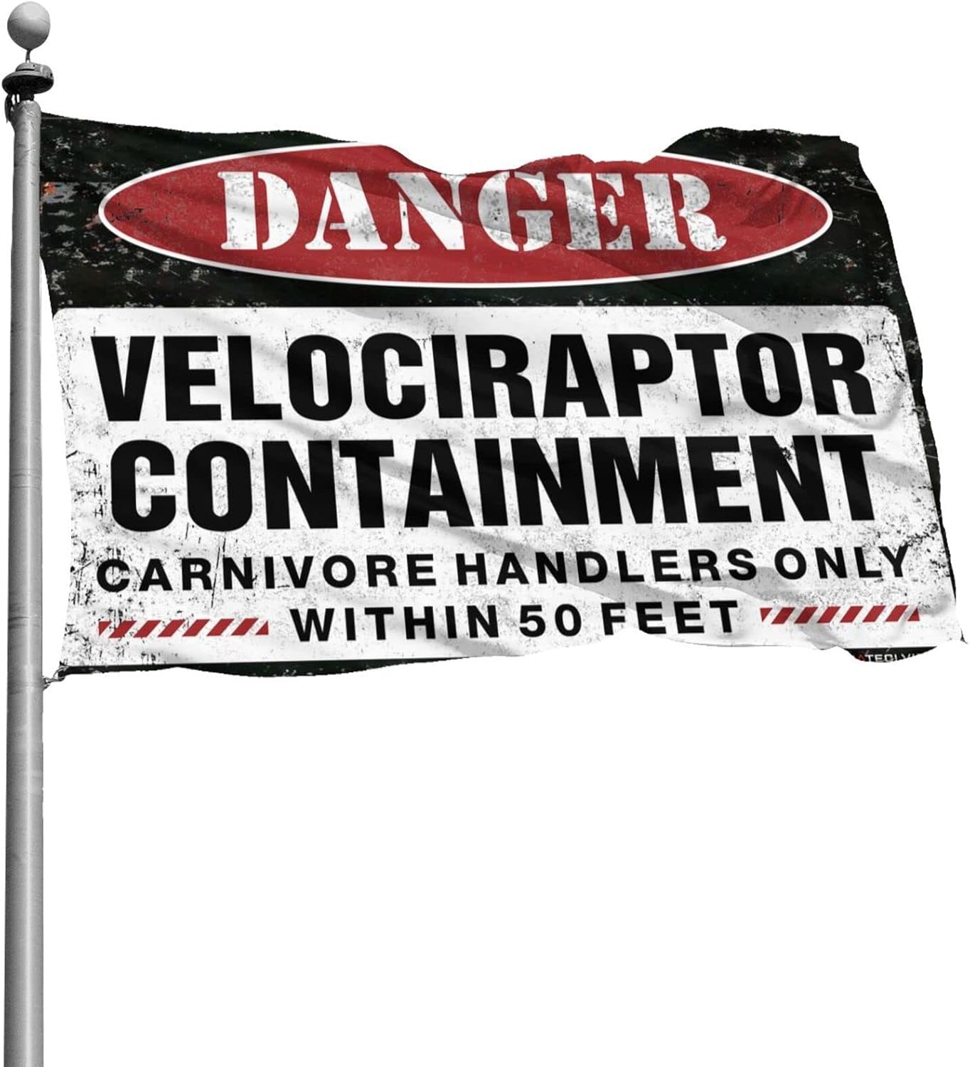 Amazon.com : Flag For Bedroom Danger Velociraptor Containment Flag Gym ...