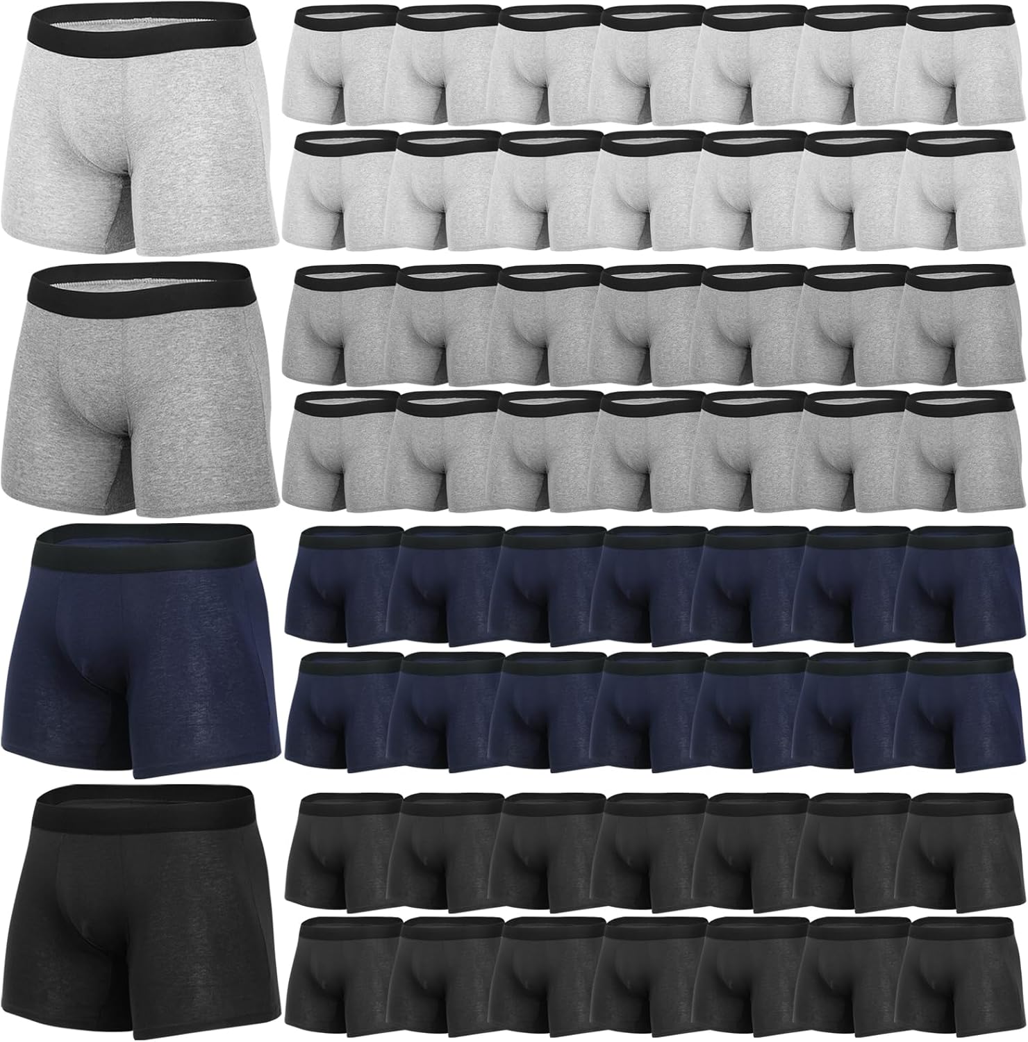 60 Packs Mens Cotton Boxer Briefs Underwear Bulk Assorted Size and ...