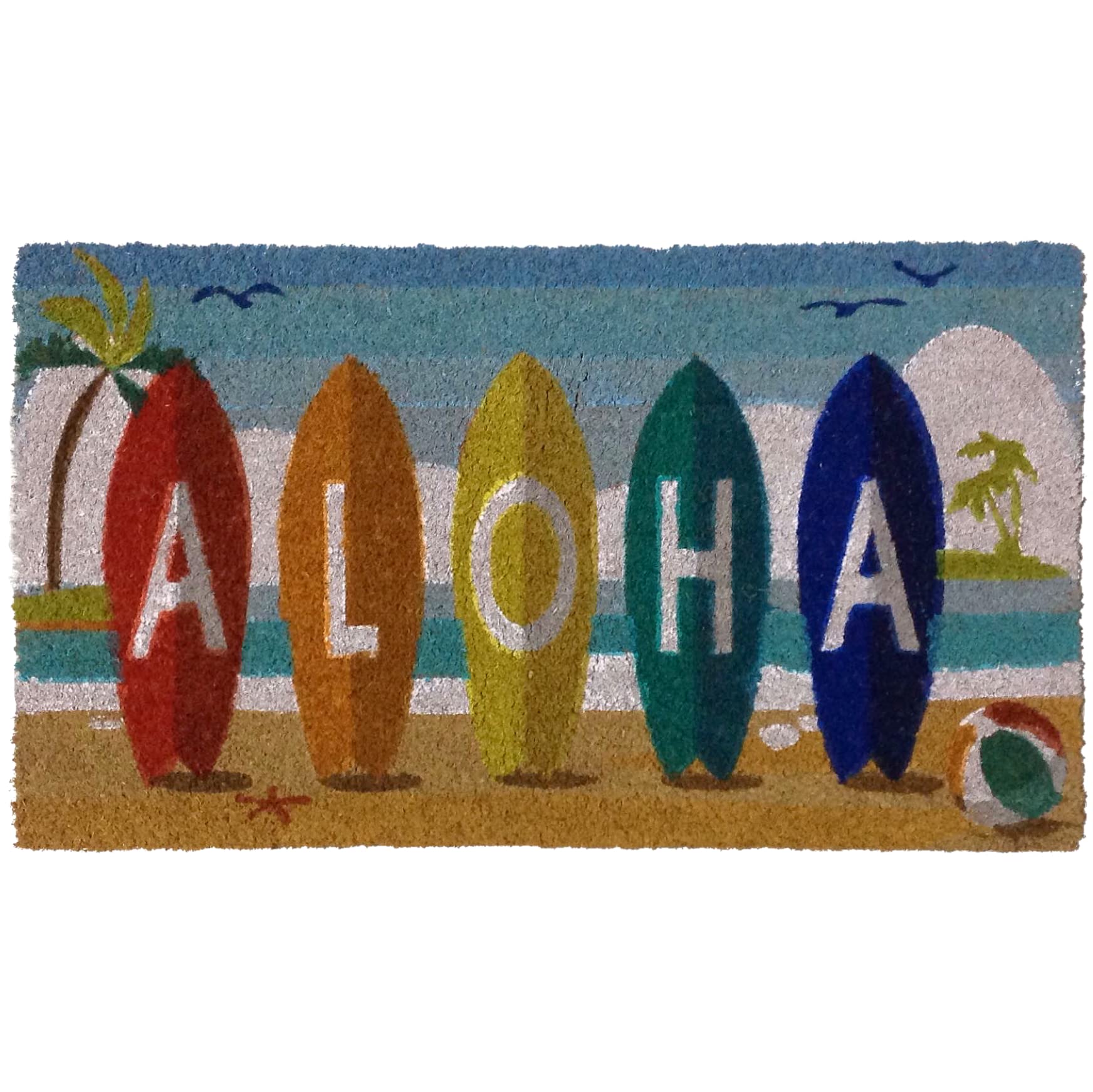 Amazon | ハワイアン ココマット ALOHA SURF コイヤーマット 玄関マット 土足用 屋外 泥落とし マット 店舗用 インテリア ...