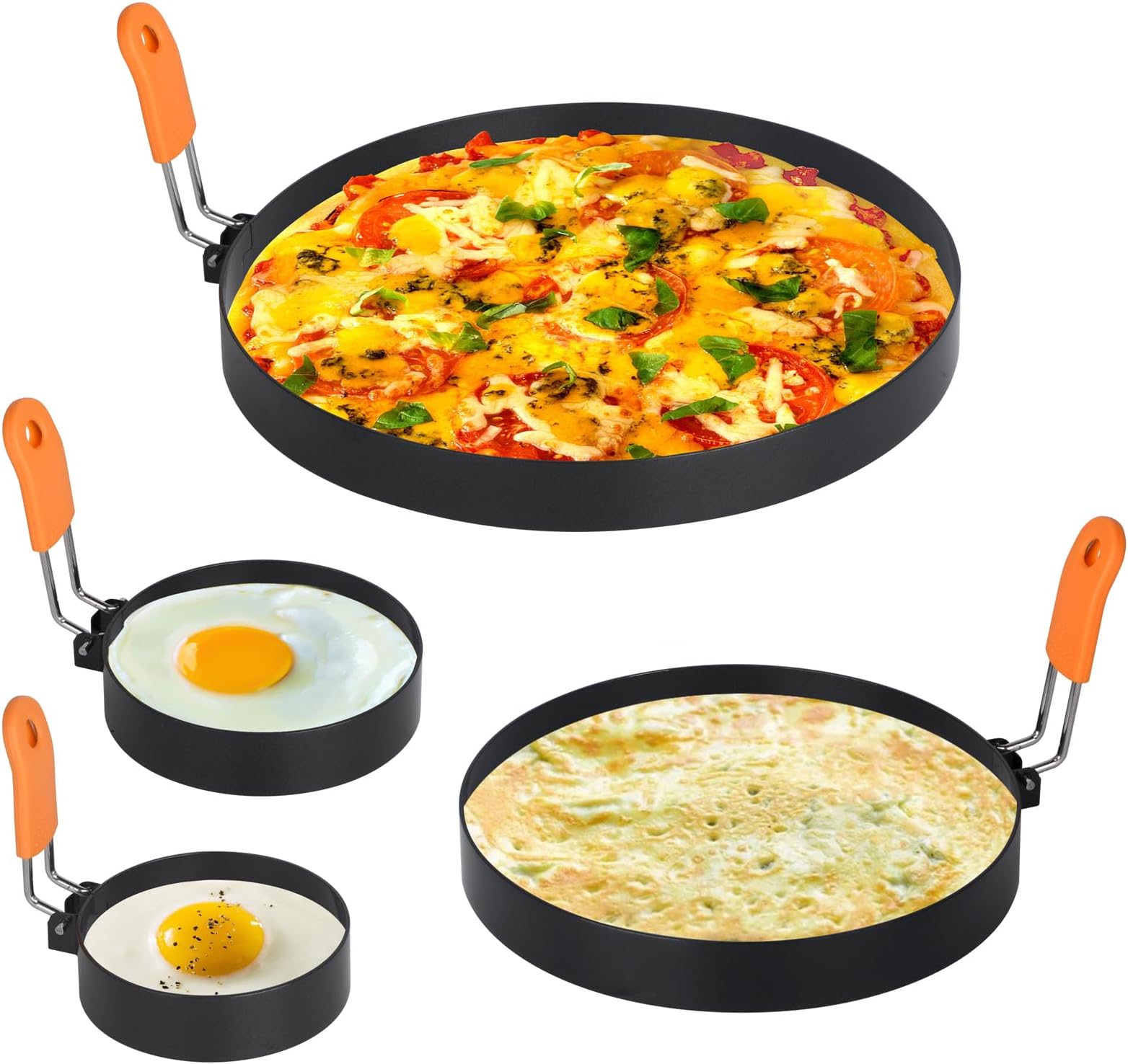 Amazon.com: Pancake Mold Set |Silicone Egg Shaper for Frying Pan | 6 ...