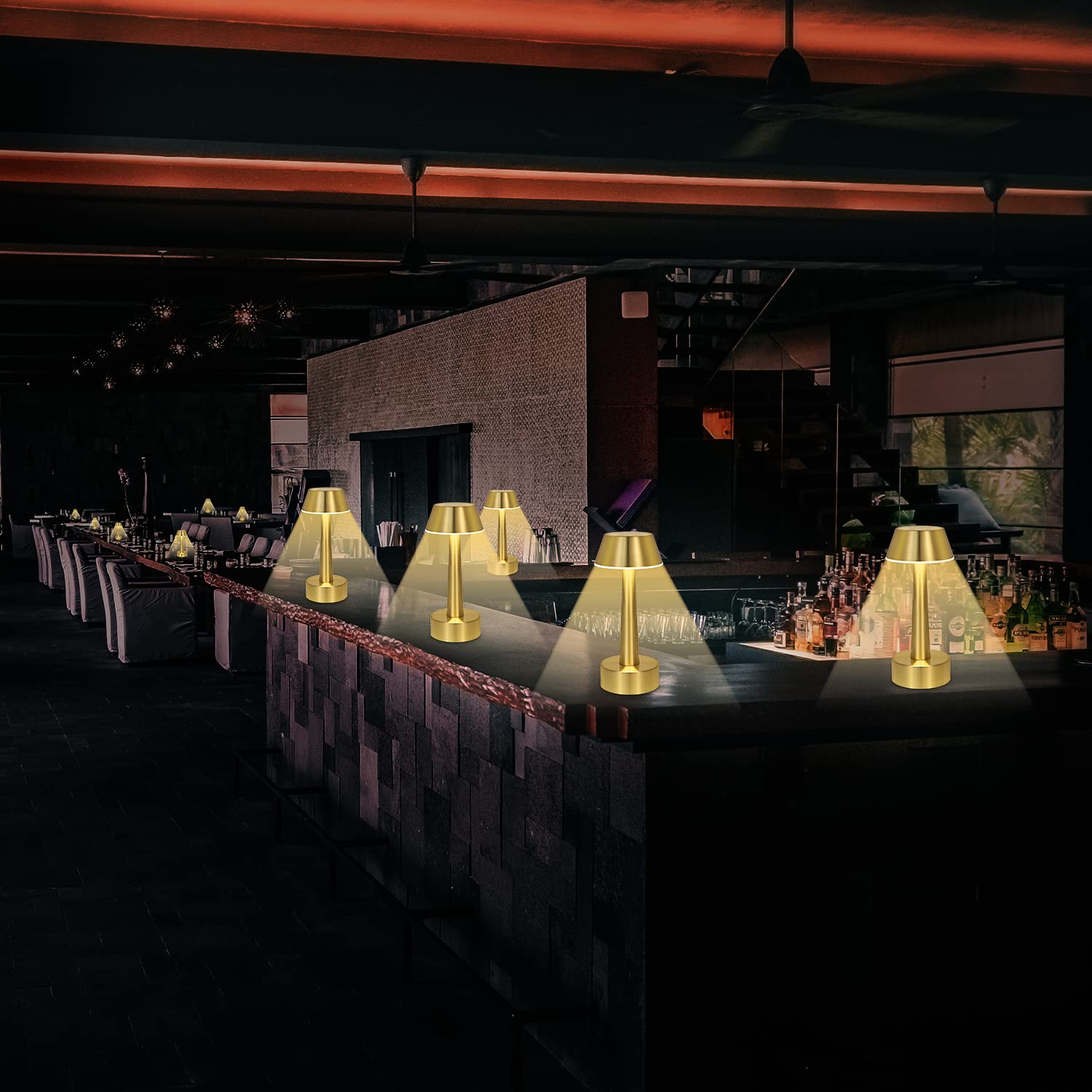 UMEXUS Cordless Table Lamp for Bar Restaurant, Rechargeable Battery ...