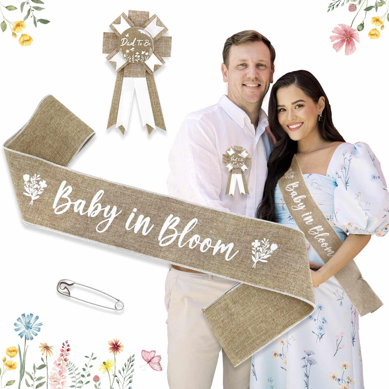 Amazon.com: Neutral Mom to Be Sash Baby Shower Decorations,Burlap Baby ...