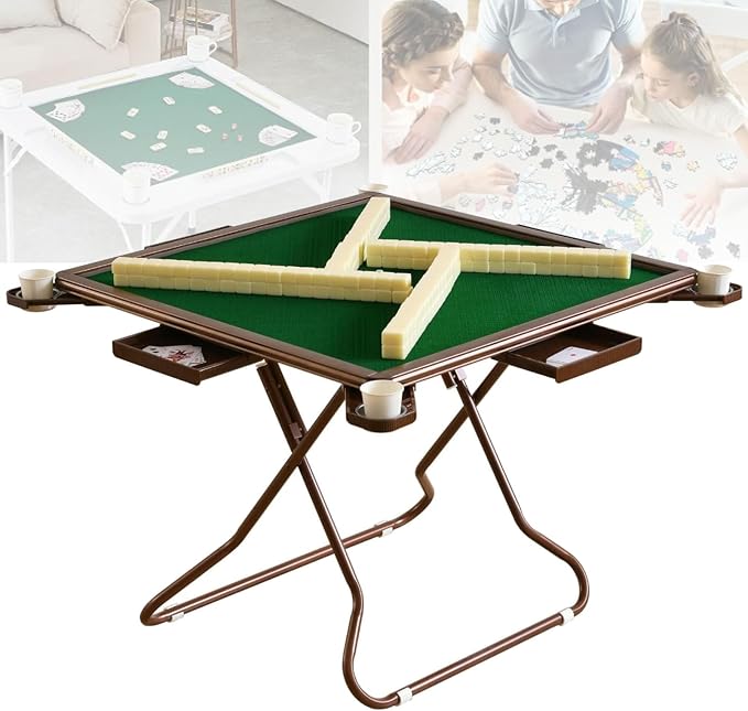 Hydravex Folding Mahjong Table, Square Multifunction Game Table with ...