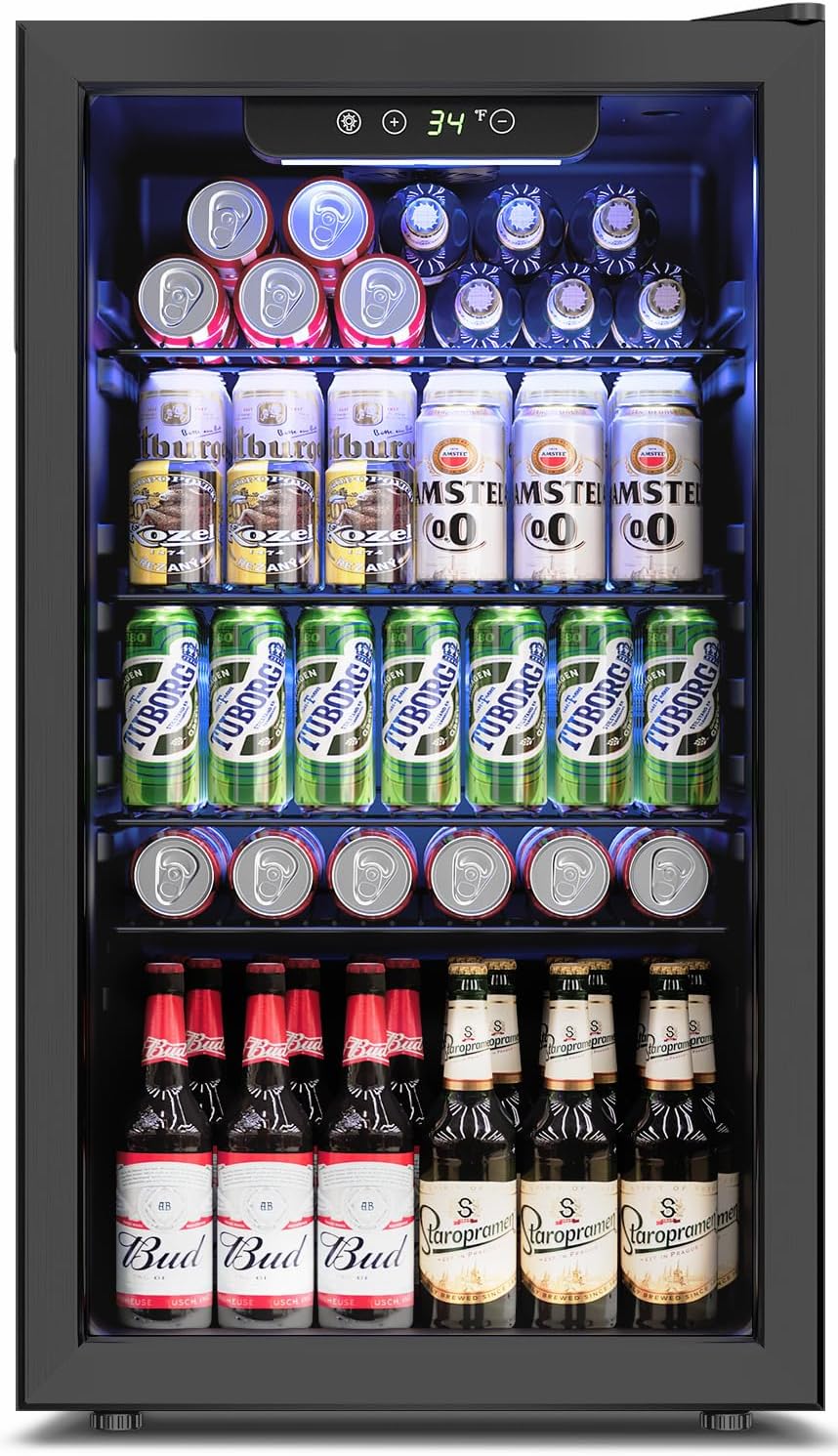 Amazon.com: Feelfunn 3.2 Cu.Ft Mini Fridge with Glass Door - 126 Can ...