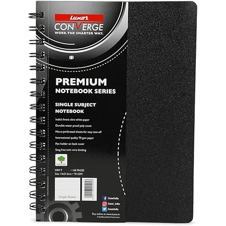 Luxor 5 Subject Single Ruled Notebook - B5, 70 GSM, 300 pages : Amazon ...
