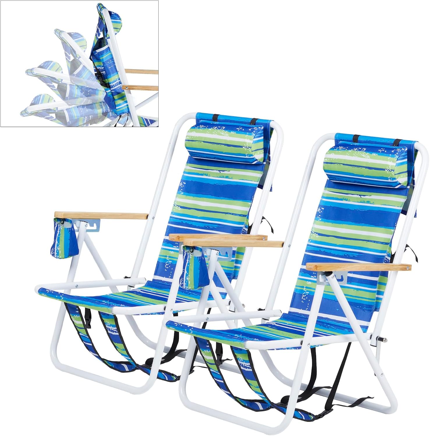 Amazon.com : Outvita Folding Beach Chair Adjustable Headrest w/4 ...