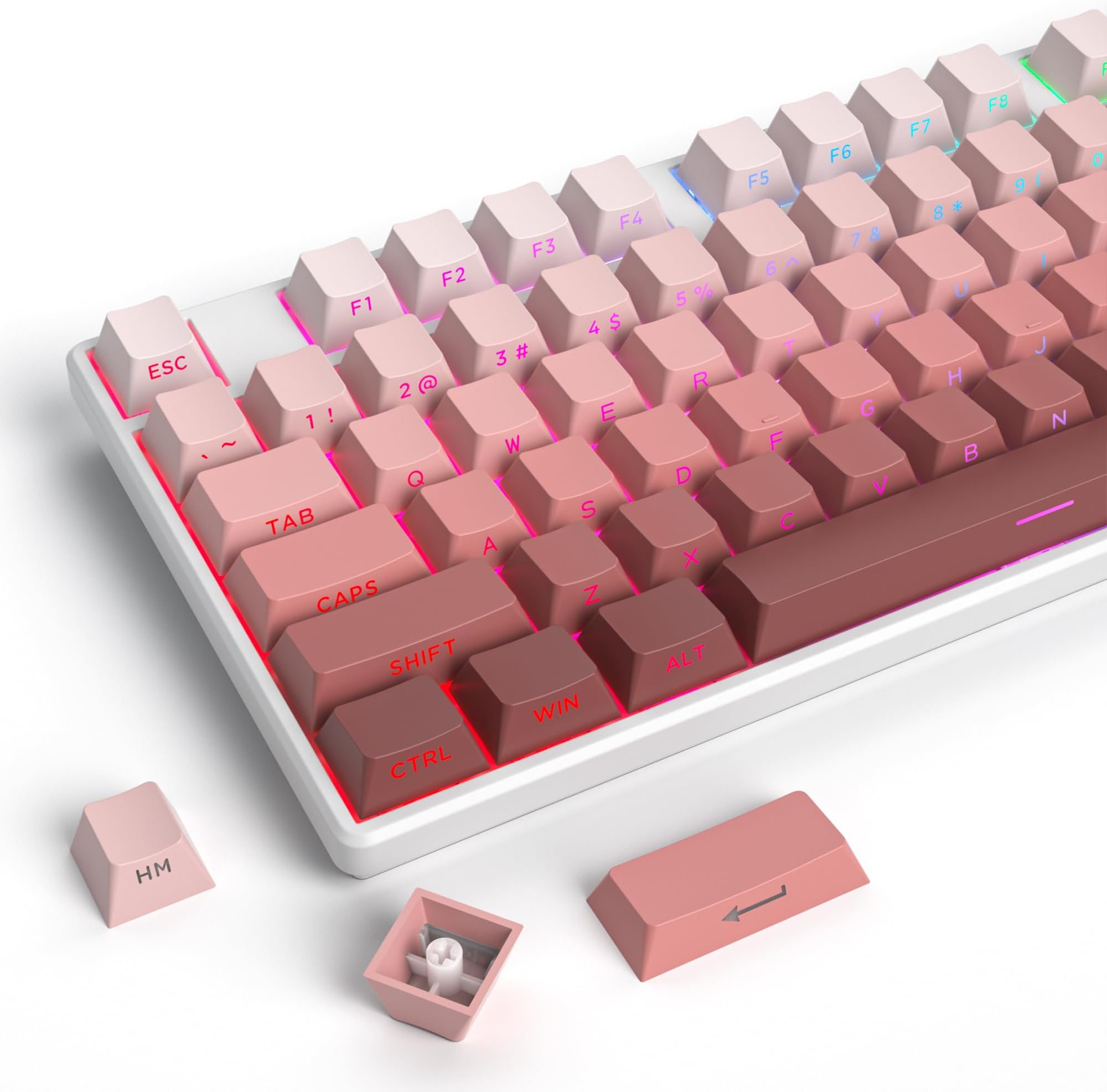 Amazon.com: Fogruaden PBT Side Print Gradient Pink Keycaps, DoubleShot ...