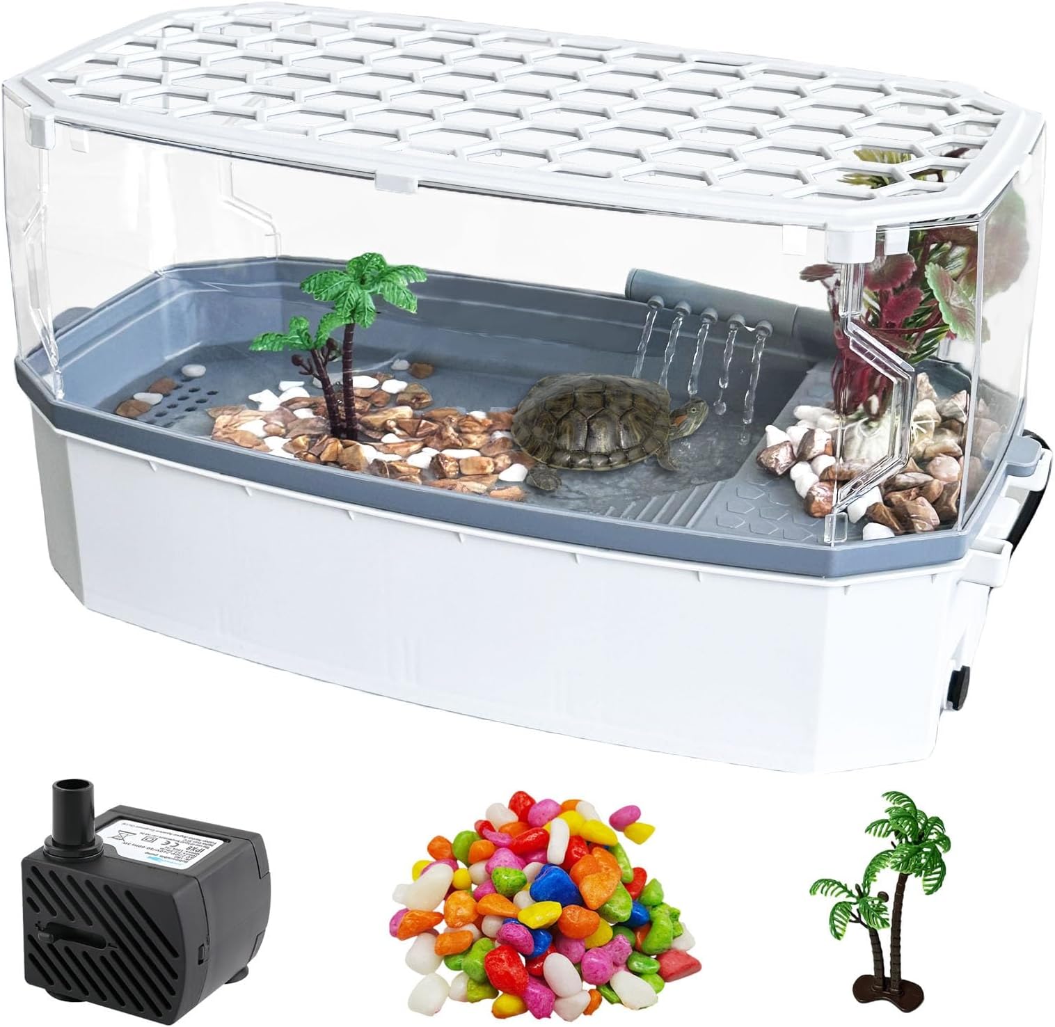 Amazon.com: VERABE Small Turtle Tank with Lid, Acrylic Turtle Aquarium ...