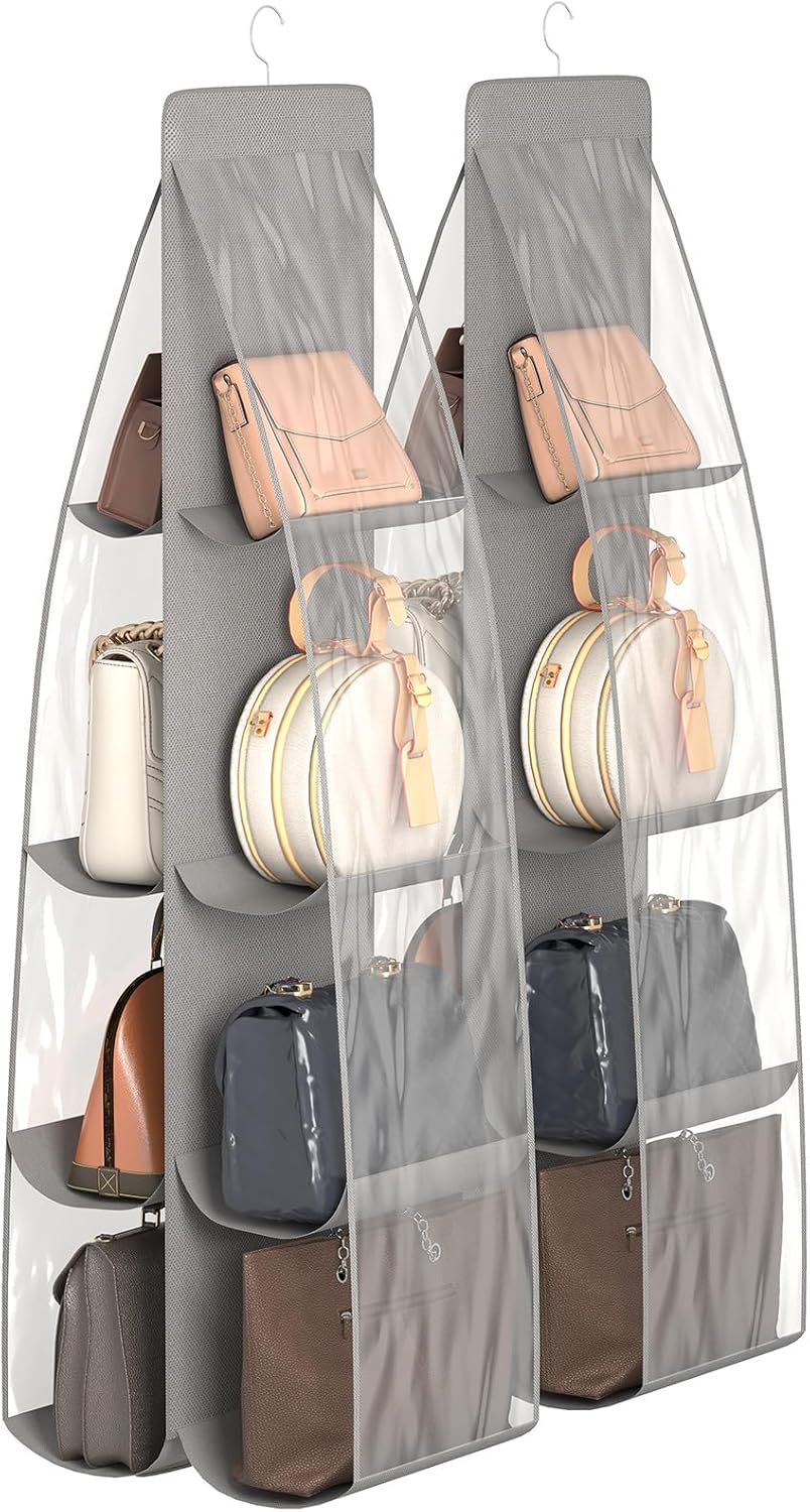 Amazon.com: Fixwal Purse Organizer for Closet, 2 Pack 8 Pockets Hanging ...