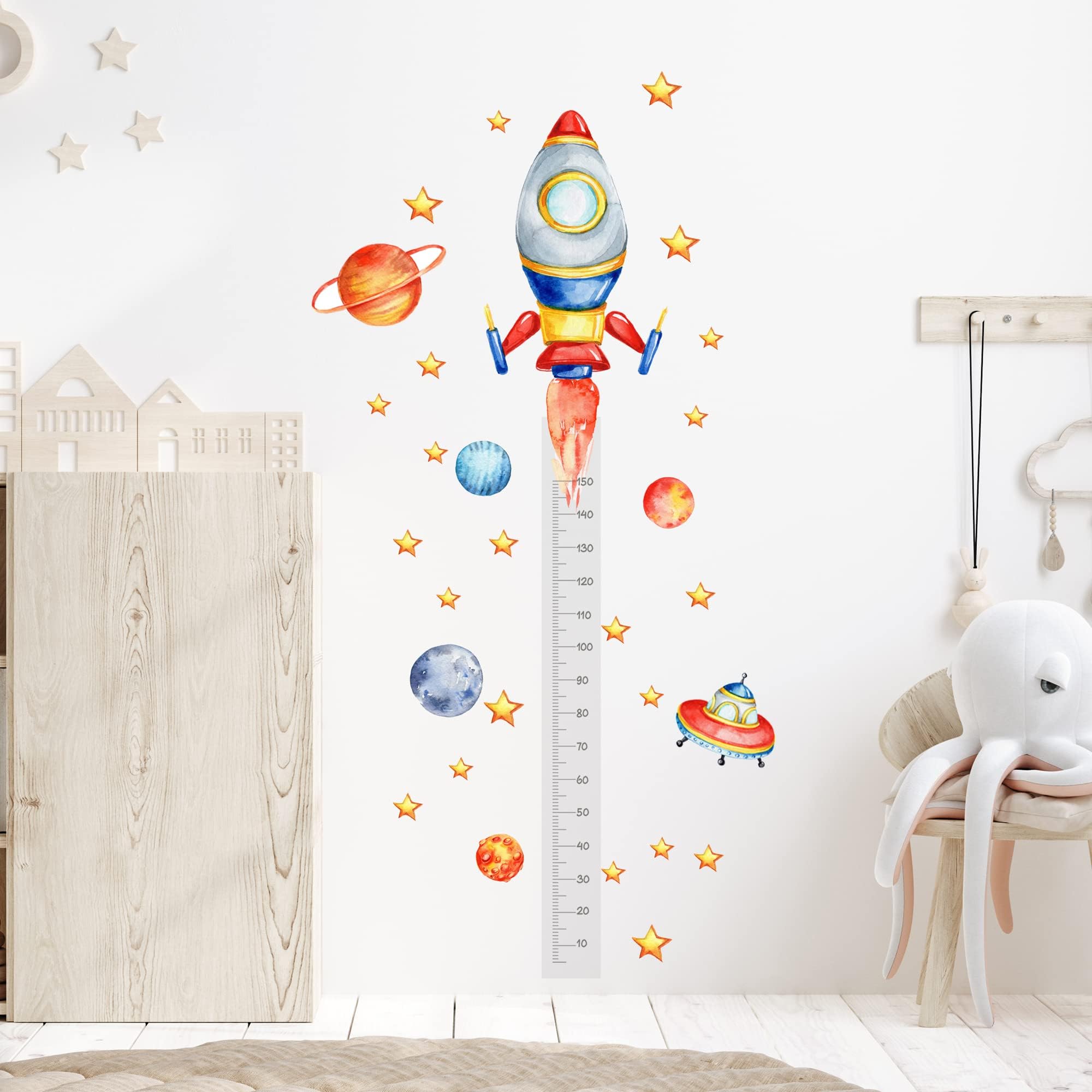 Amazon.com: SimDesign Space Rocket Height Chart Decal, Growth Chart ...